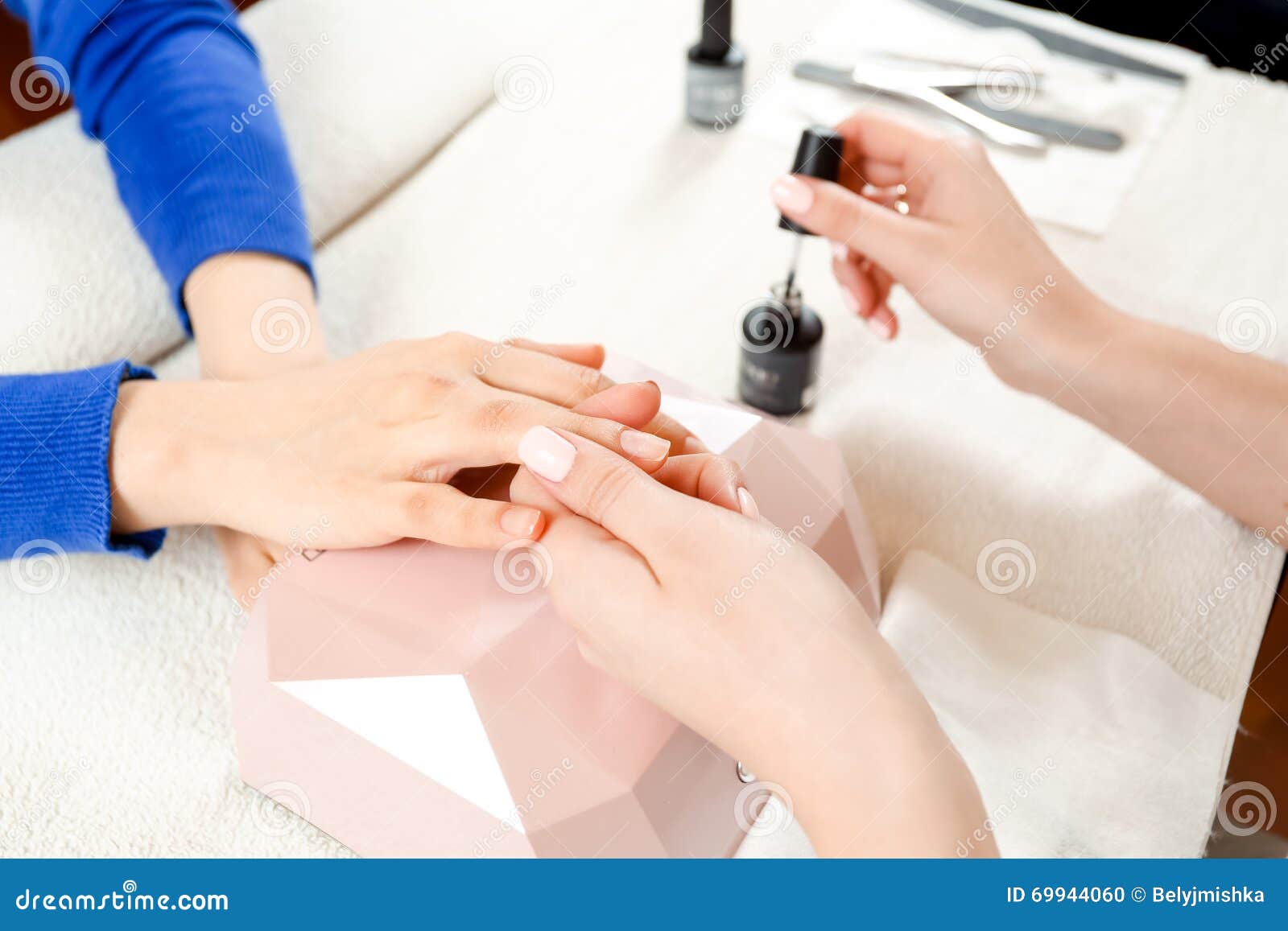 Closeup Process of the Nail Coating Stock Photo - Image of file, female ...