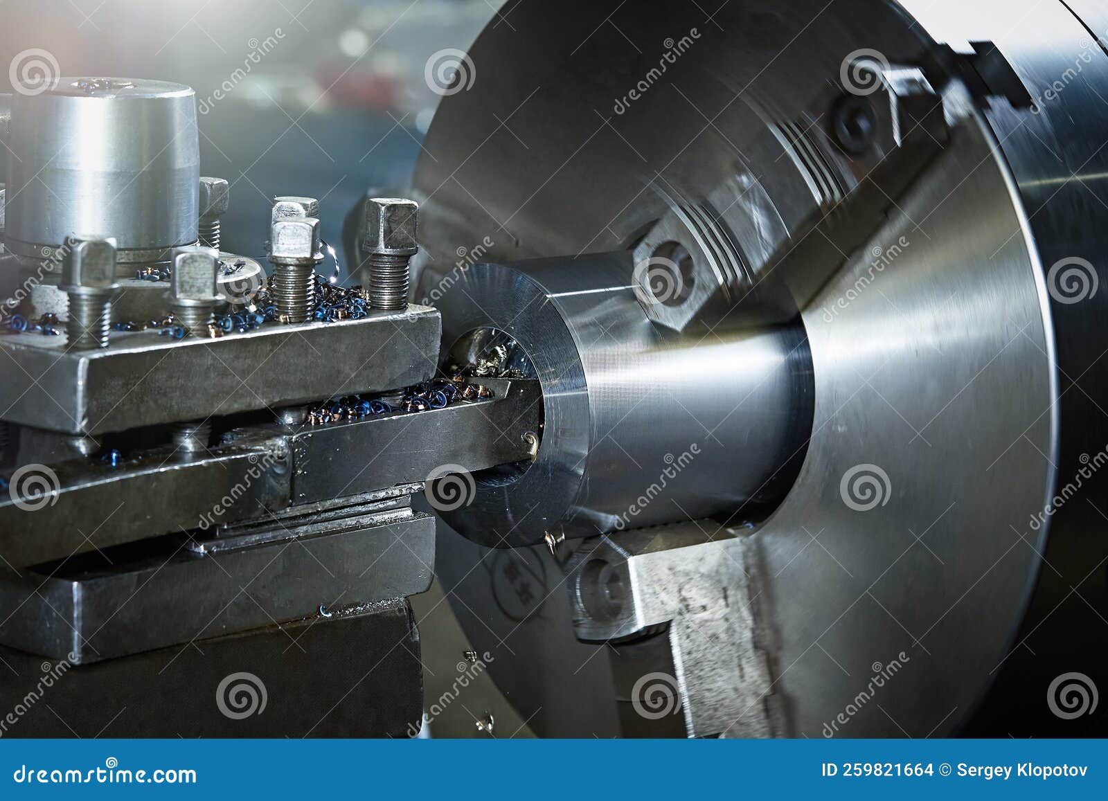 Closeup Processing a Metal Pipe on a Lathe Stock Photo - Image of ...