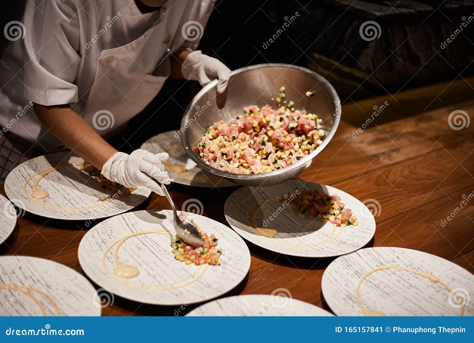 Closeup of Professional Chef Plating Dish. Stock Image - Image of food ...