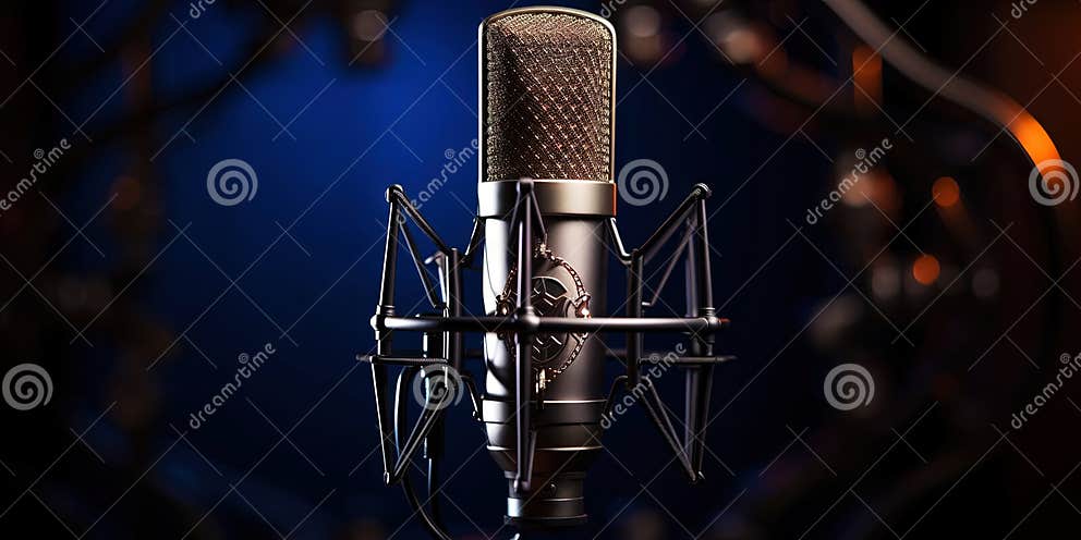 Closeup of Professional Microphone with Dark Uniform Backdrop ...