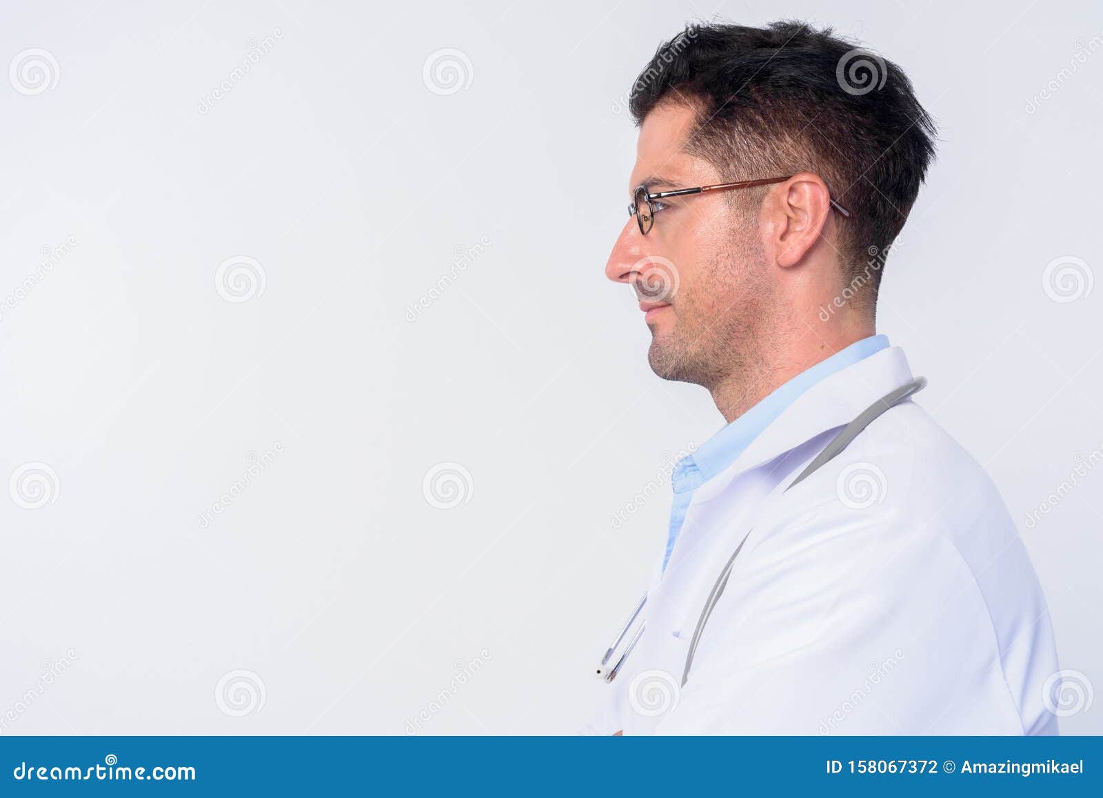 Closeup Profile View of Young Handsome Man Doctor with Eyeglasses Stock ... Closeup Profile View of Young Handsome Man Doctor with Eyeglasses Stock ...