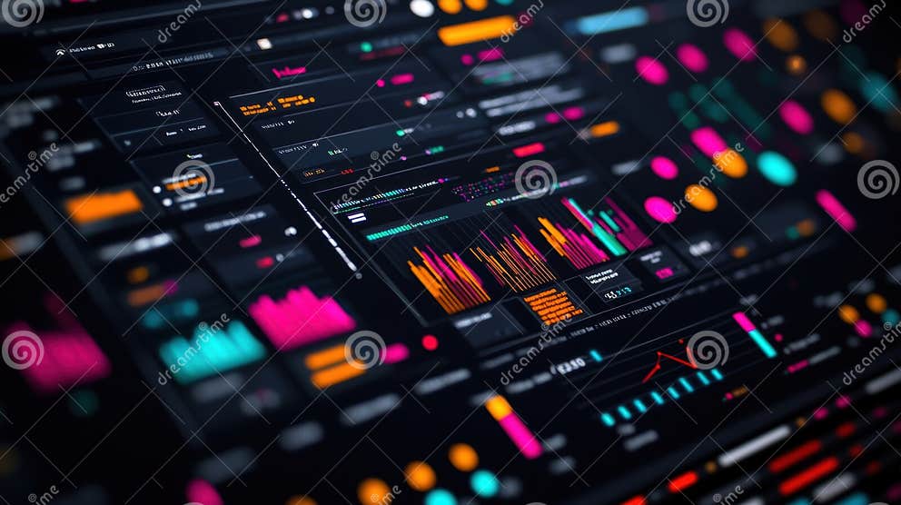 A Closeup of a Programming Environment with an Array of Colorful Charts ...