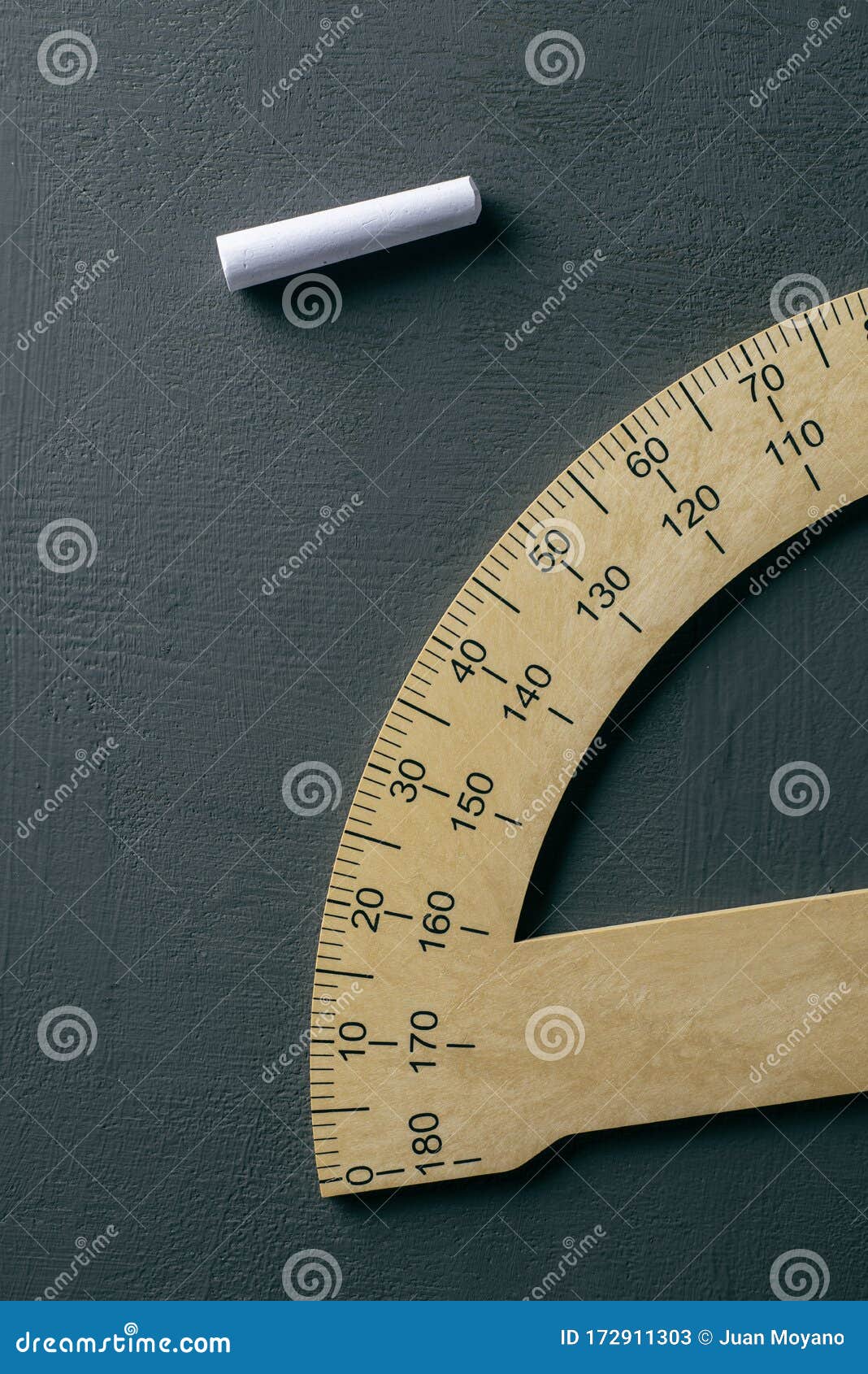 Protractor and Piece of Chalk on a Chalkboard Stock Image - Image of ...