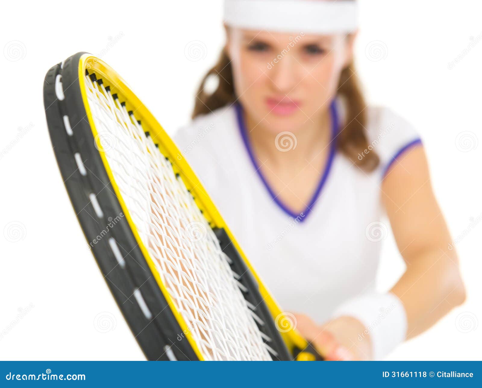 Closeup on Racket in Hand of Tennis Player Stock Photo - Image of woman ...