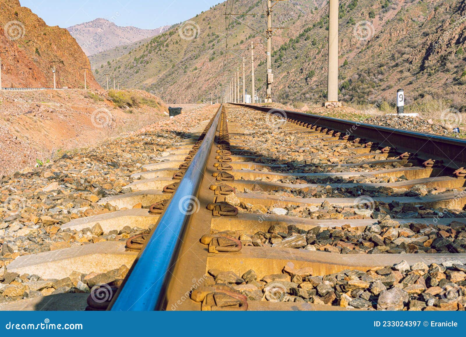 Closeup of rail stock image. Image of long, station - 233024397