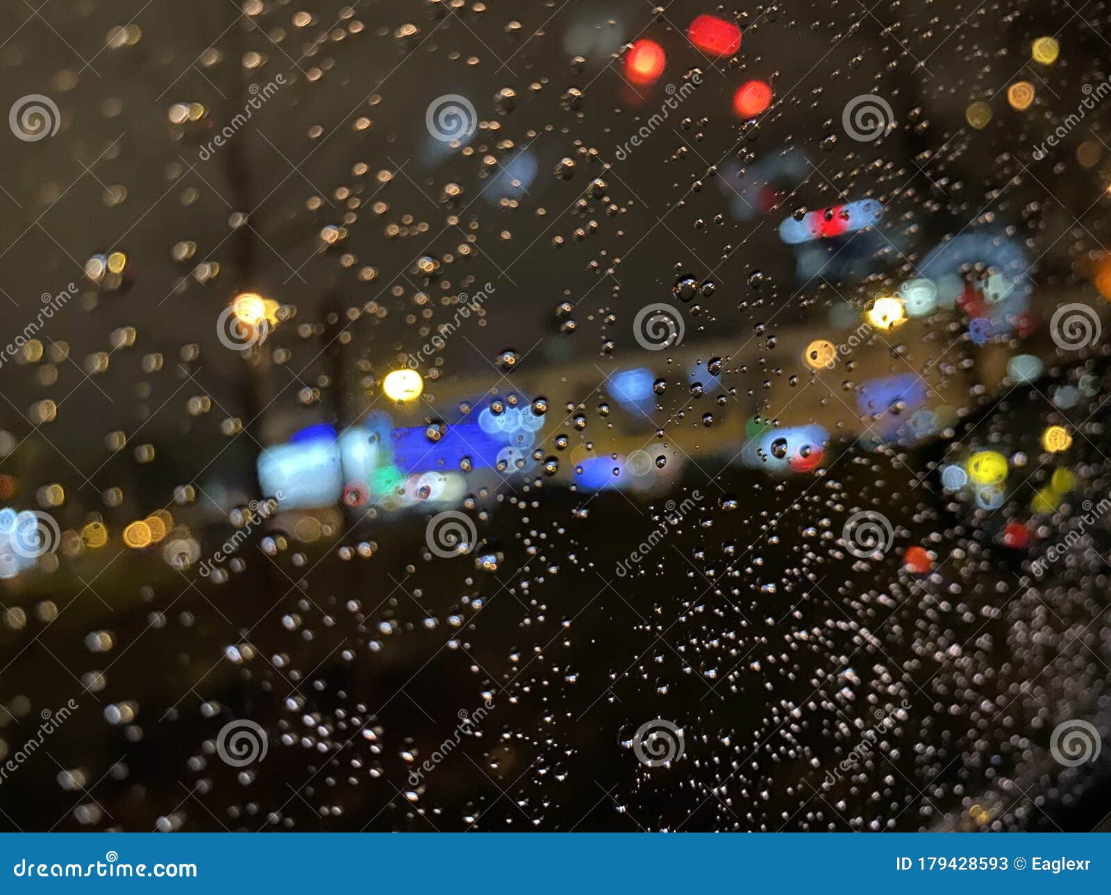 Rain on Windshield at Night Stock Image - Image of lights, rain: 179428593