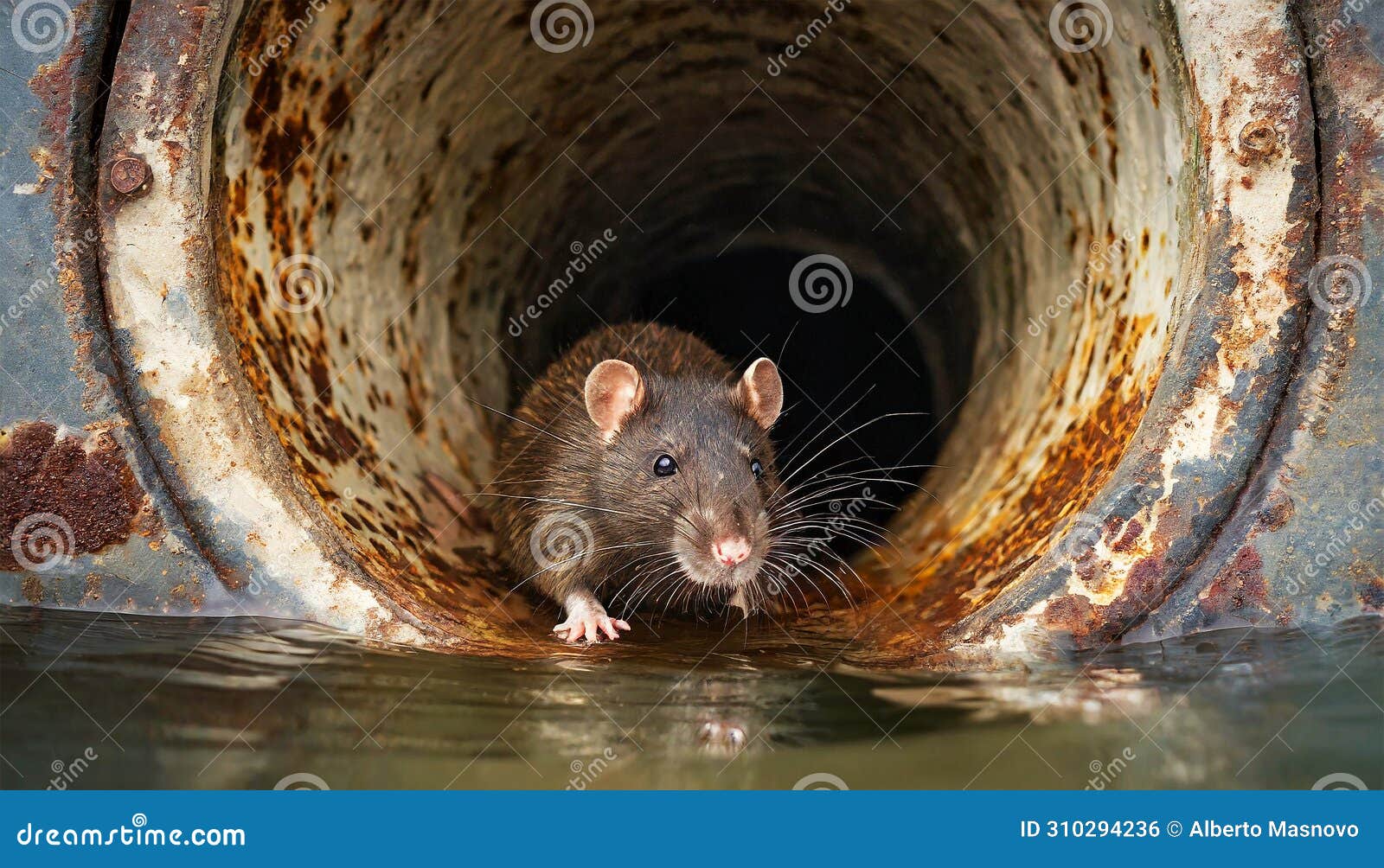 Closeup of a Rat Inside a Rusty Sewer Pipe - Generative Ai Stock ...