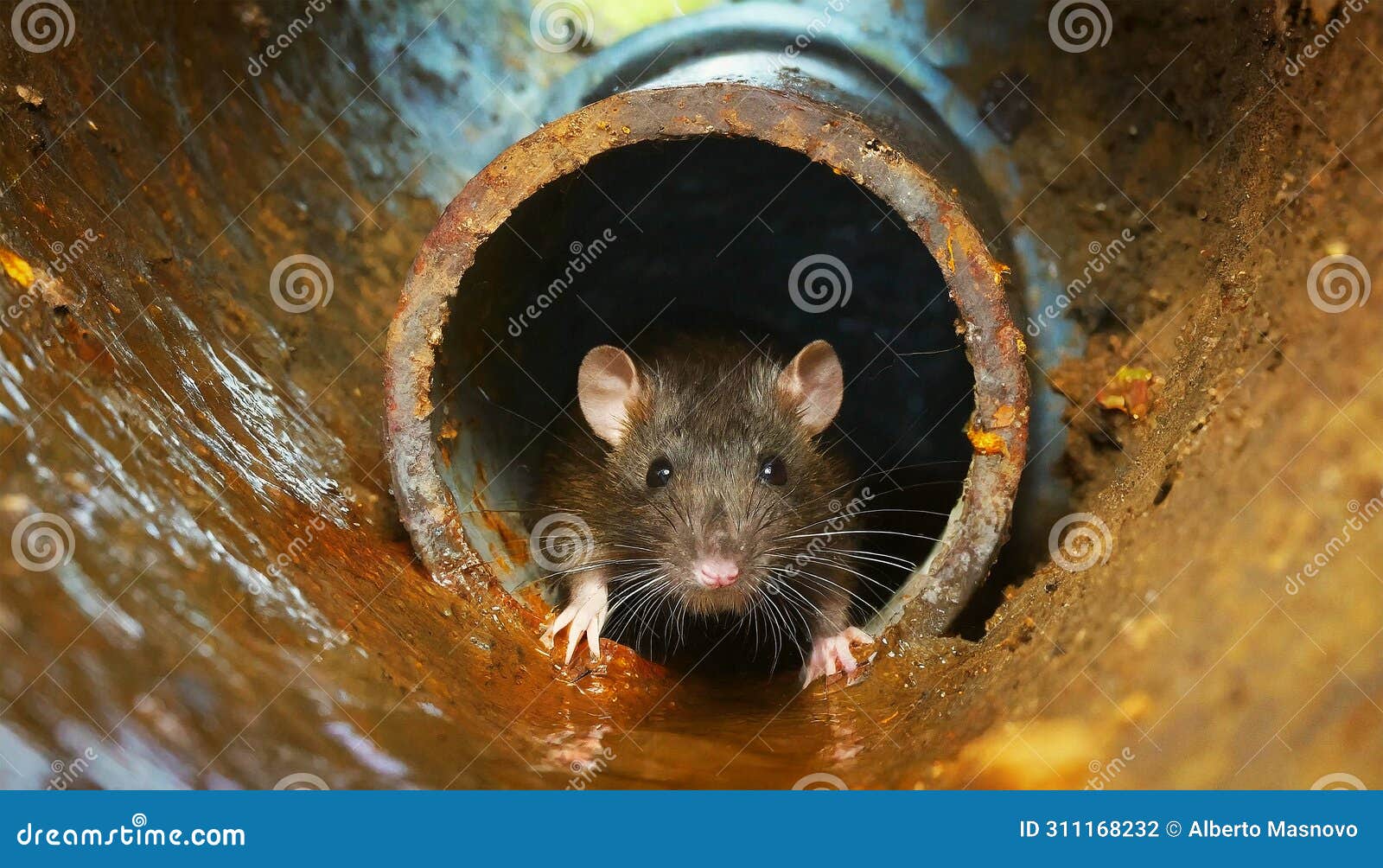 Close-up of a Rat Inside a Rusty Sewer Pipe - Generative Ai Stock ...