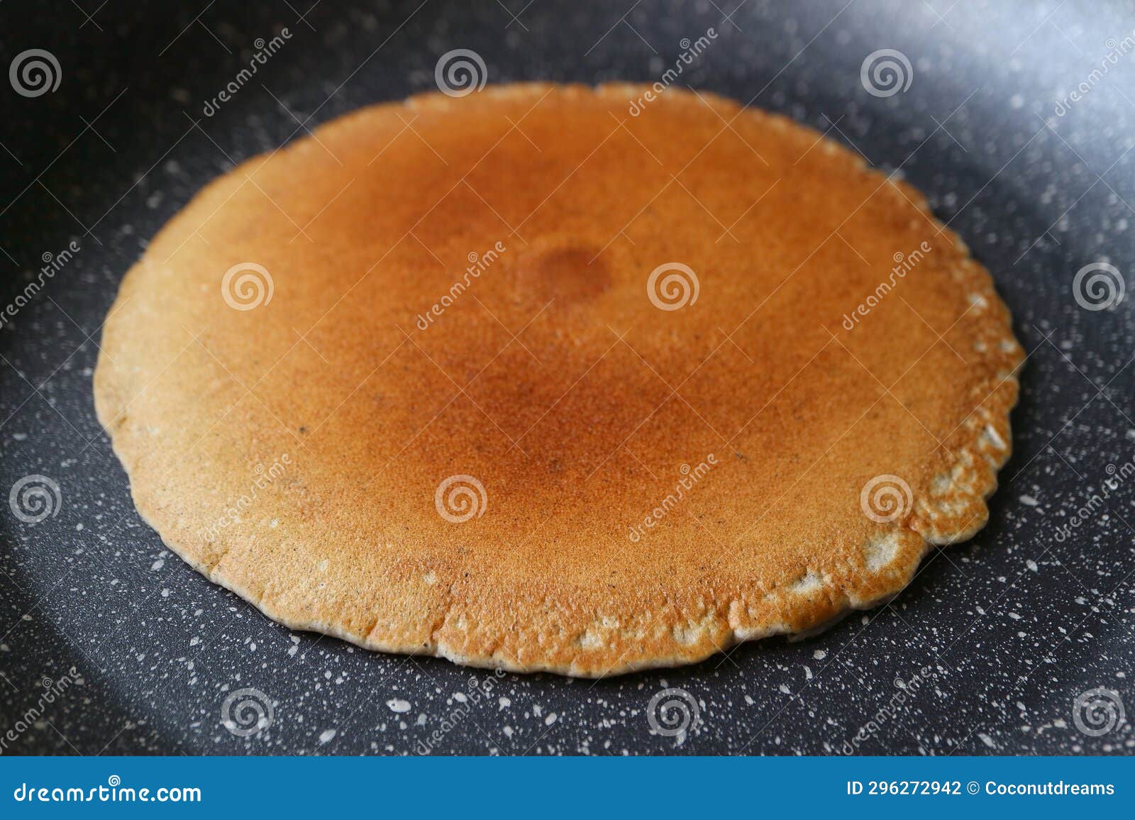 An almost Ready Fried Plain Pancake in Fry Pan Stock Photo - Image of ...