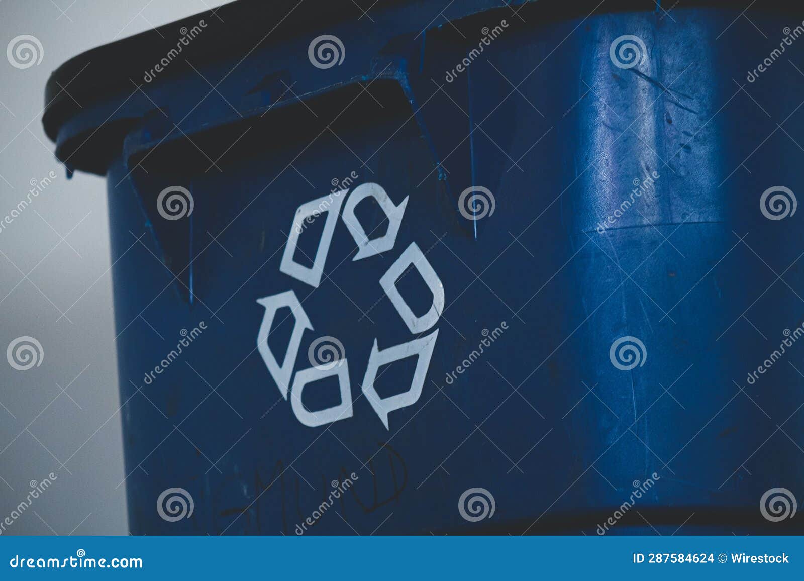 Closeup of a Recycle Sign on a Waste Container Stock Photo - Image of ...