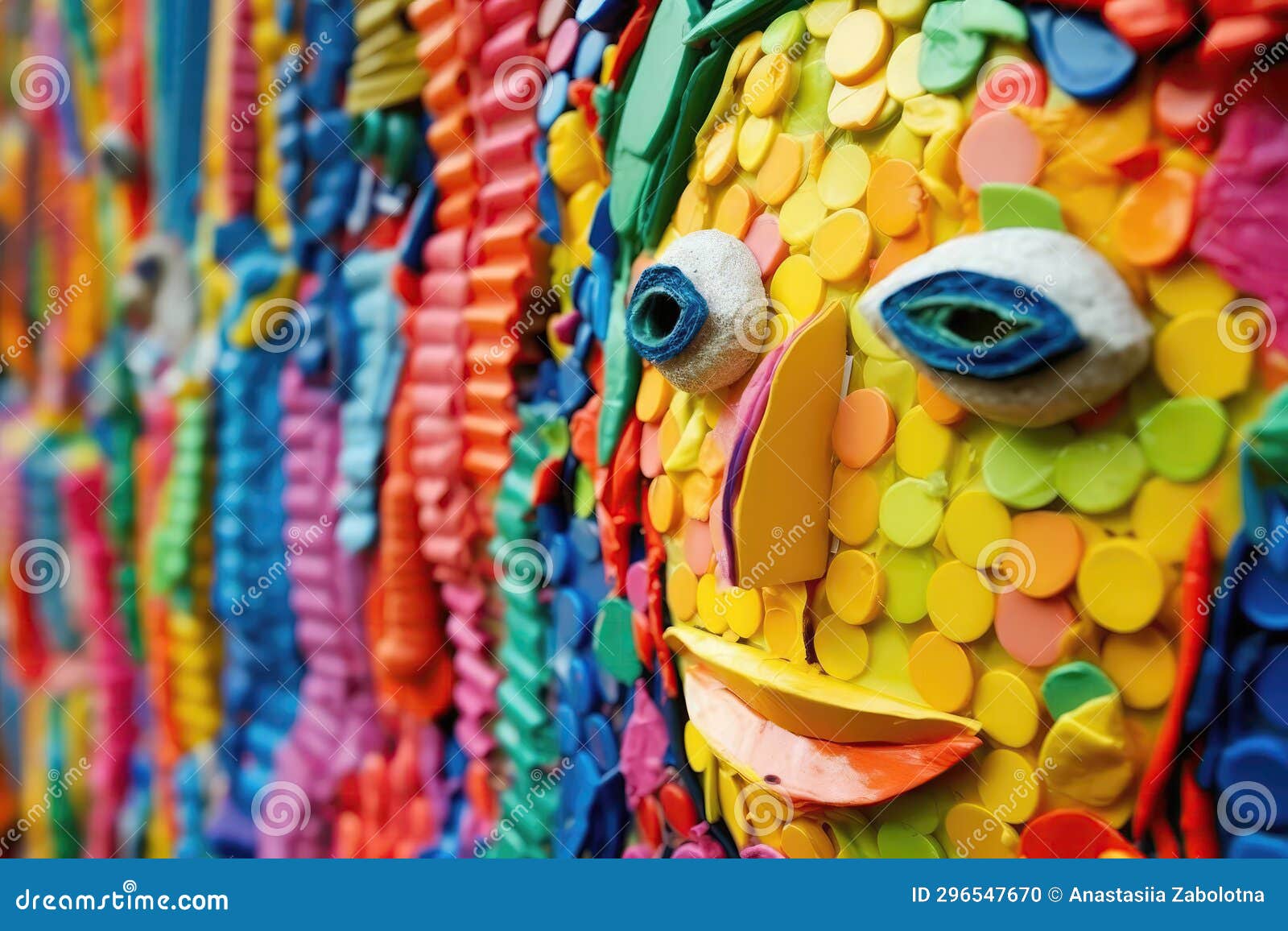 Closeup Of Recycled Materials Transformed Into Colorful Art ...