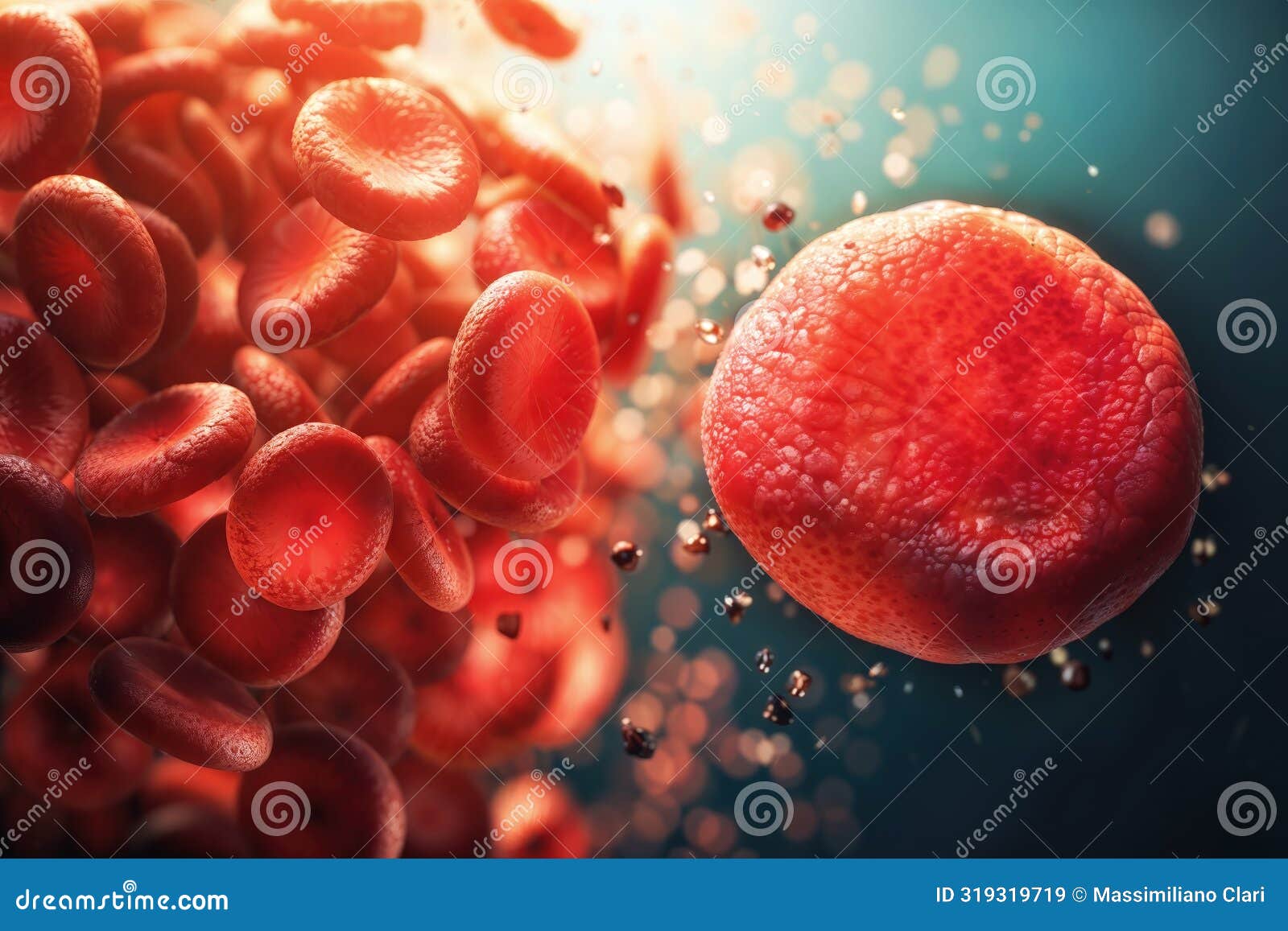 Closeup of Red Blood Cells in Vascular Flow Stock Illustration ...