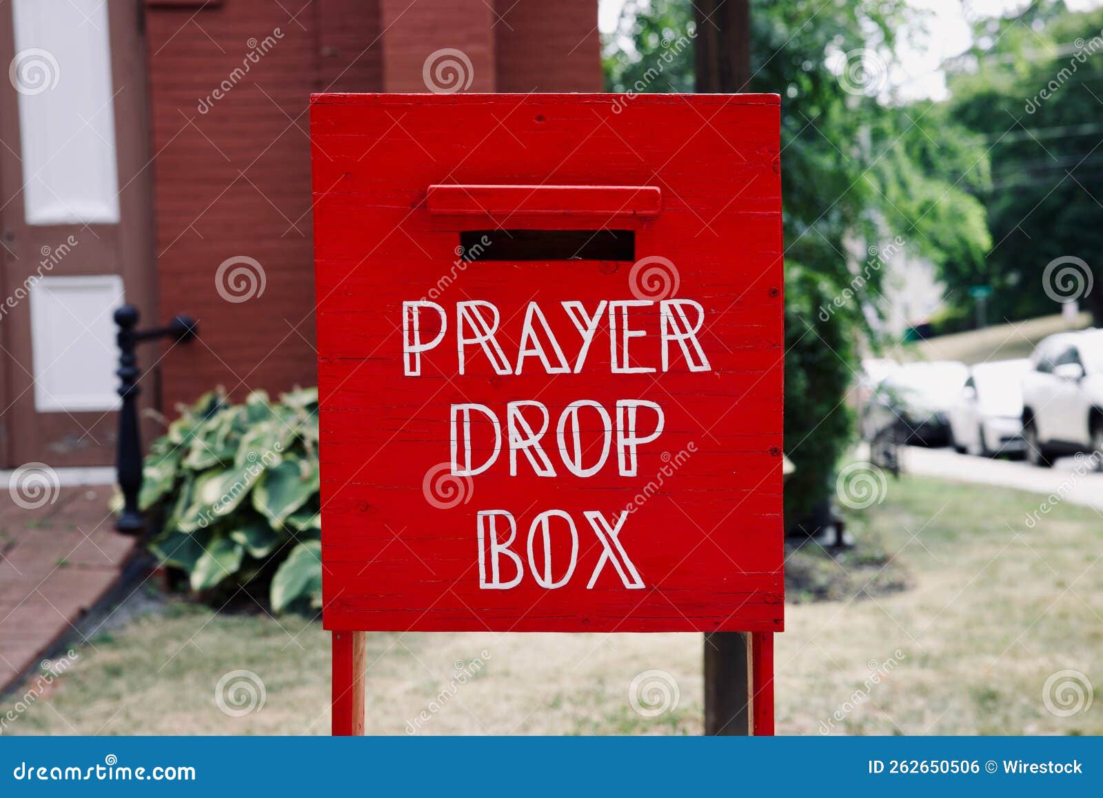 Closeup of Red Box with Prayer Drop Box Text Stock Photo - Image of ...