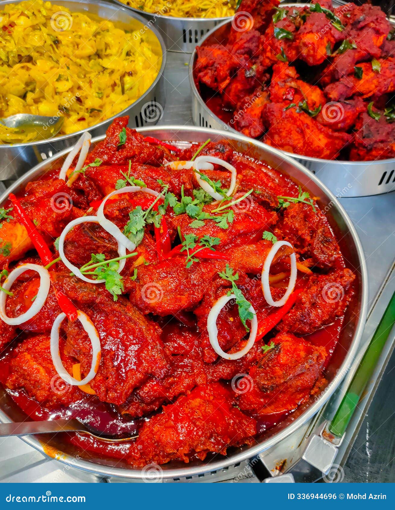 Closeup of Red Cooked Chicken Available Served at a Kandar Rice ...