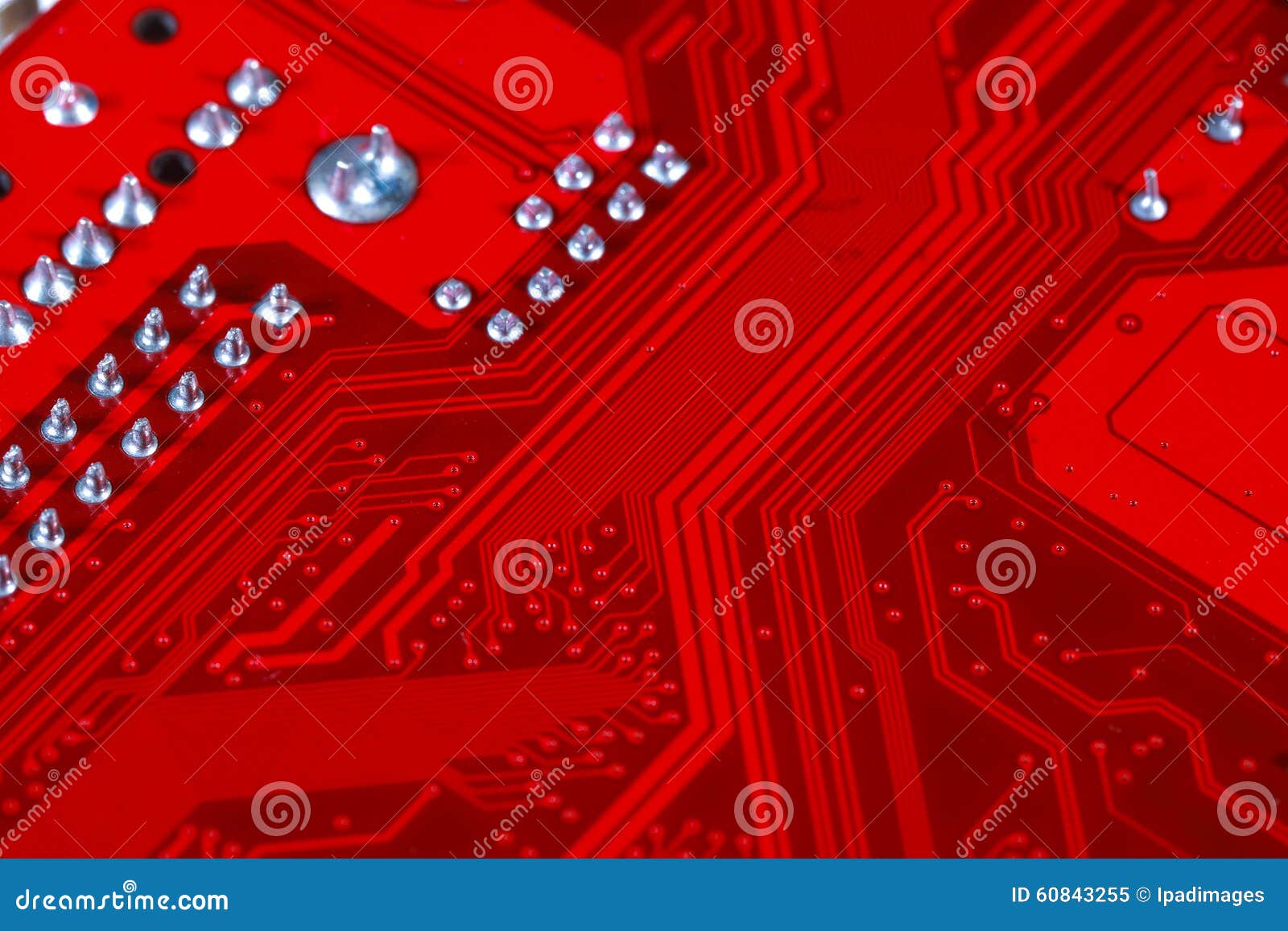 Closeup of Red Electronic Motherboard Circuit with Processor Stock ...