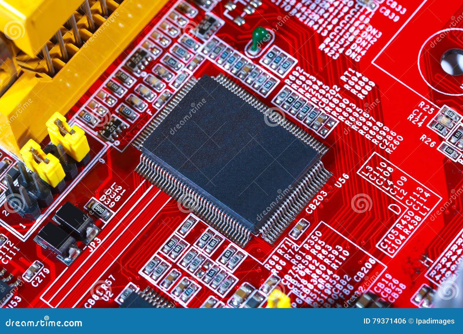 Closeup of Red Electronic Motherboard Circuit with Processor Stock ...