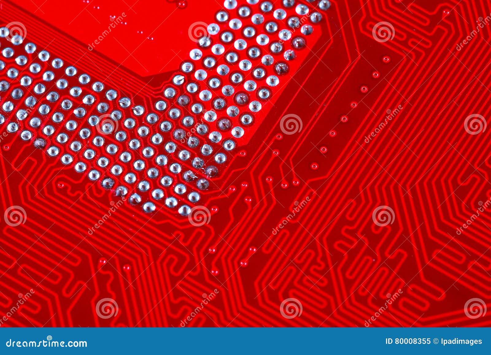 Closeup of Red Electronic Motherboard Circuit with Processor Stock ...