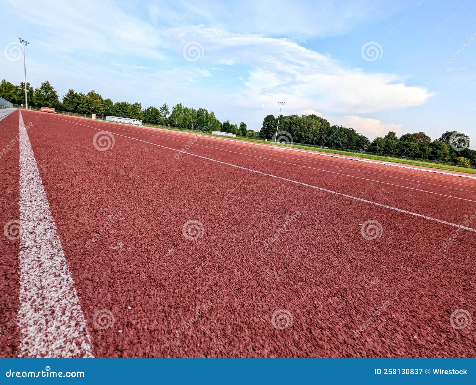 Closeup Red Empty Track Lane Around the Field Stock Image - Image of ...