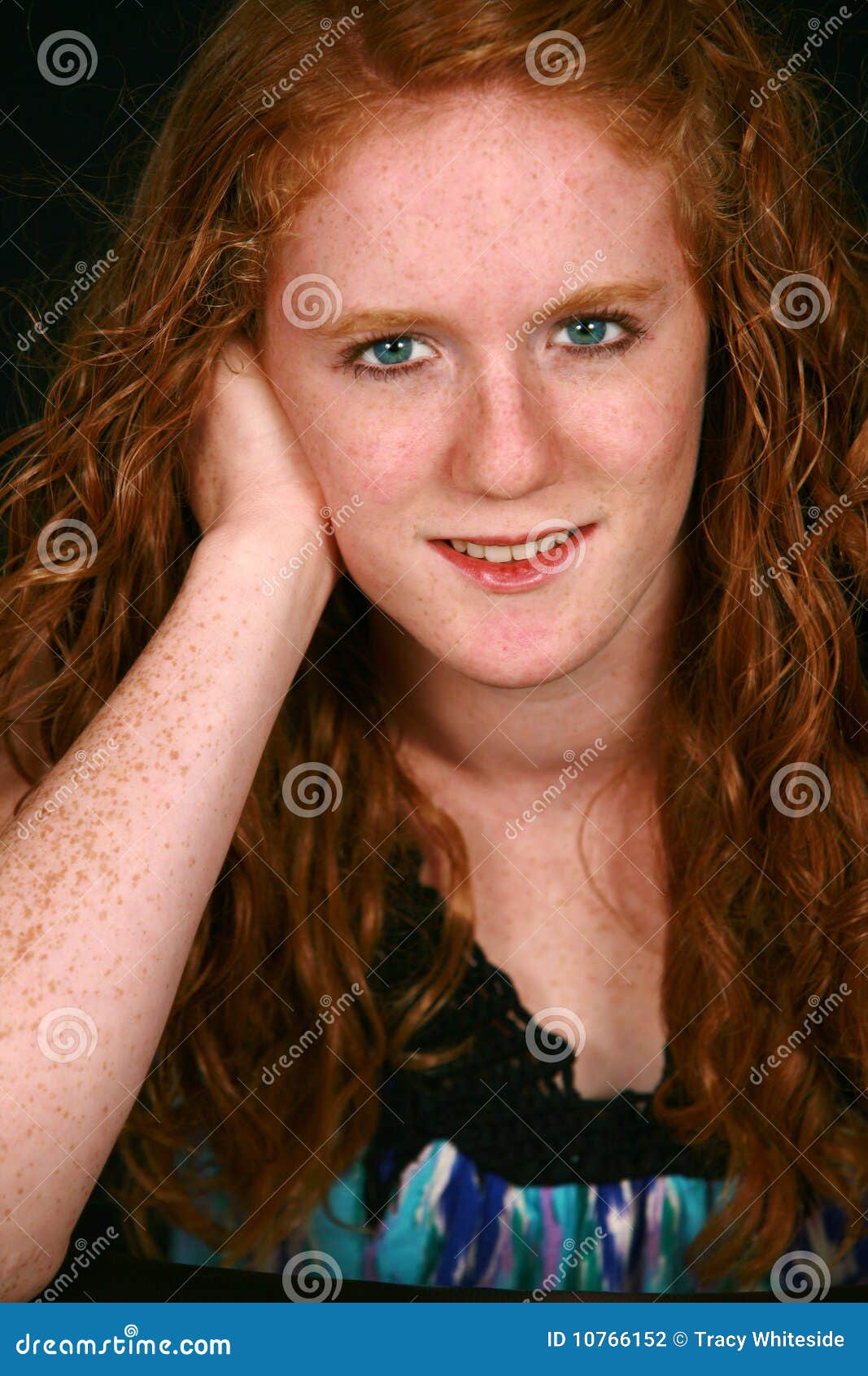Closeup of red haired teen stock photo. Image of pretty - 10766152