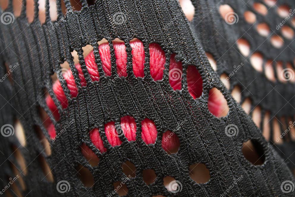 Closeup of Red Lips with Black Lace Stock Image - Image of glamour ...