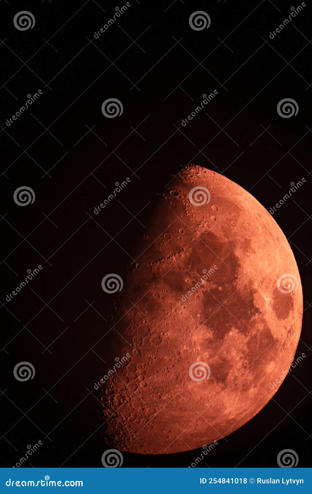 Closeup of Red Moon from Telescope Stock Photo - Image of gibbous ...