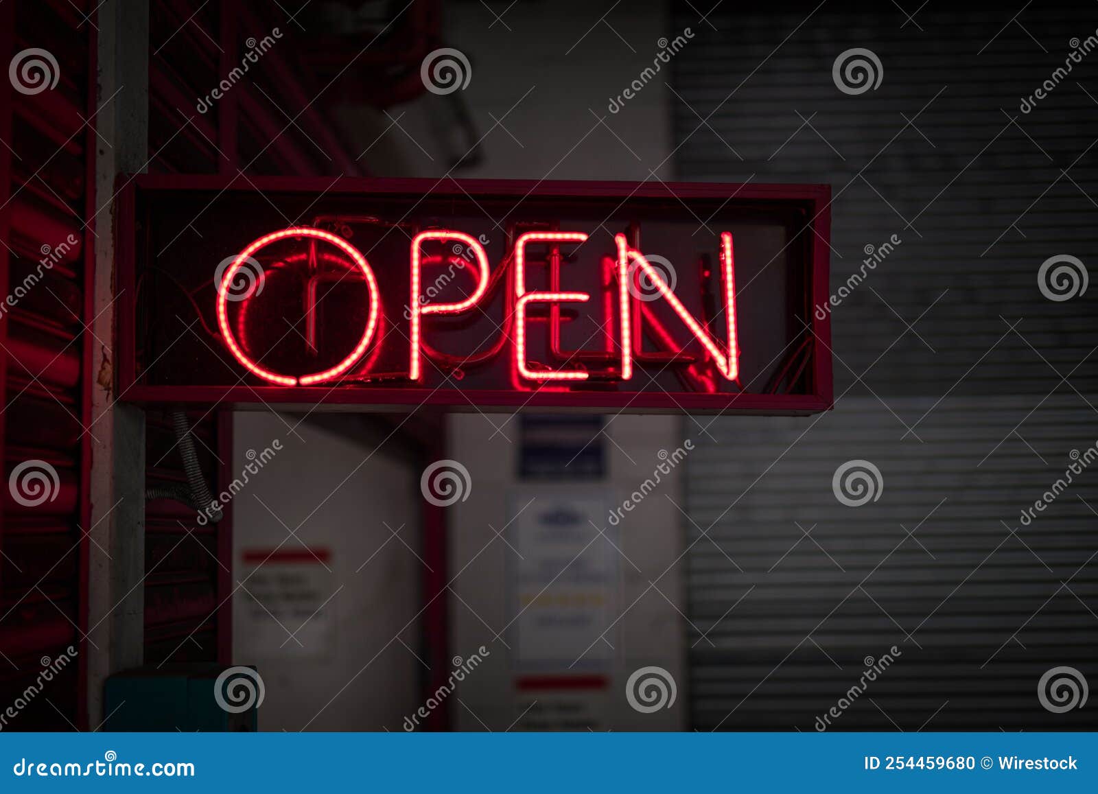 Closeup of a Red Neon "open" Sign Stock Photo - Image of outdoors, text ...