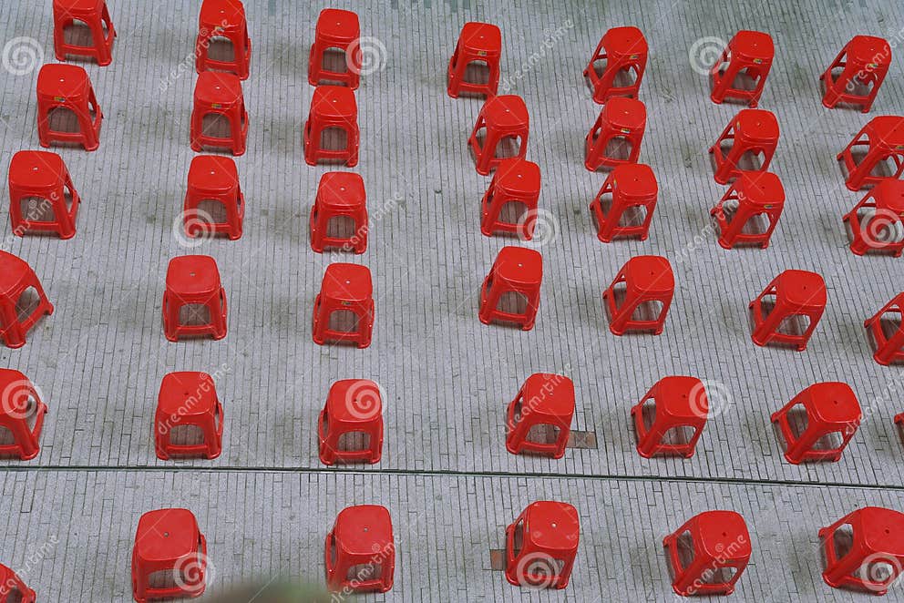 Closeup of Red Plastic Stools Stock Image - Image of objects, stools ...