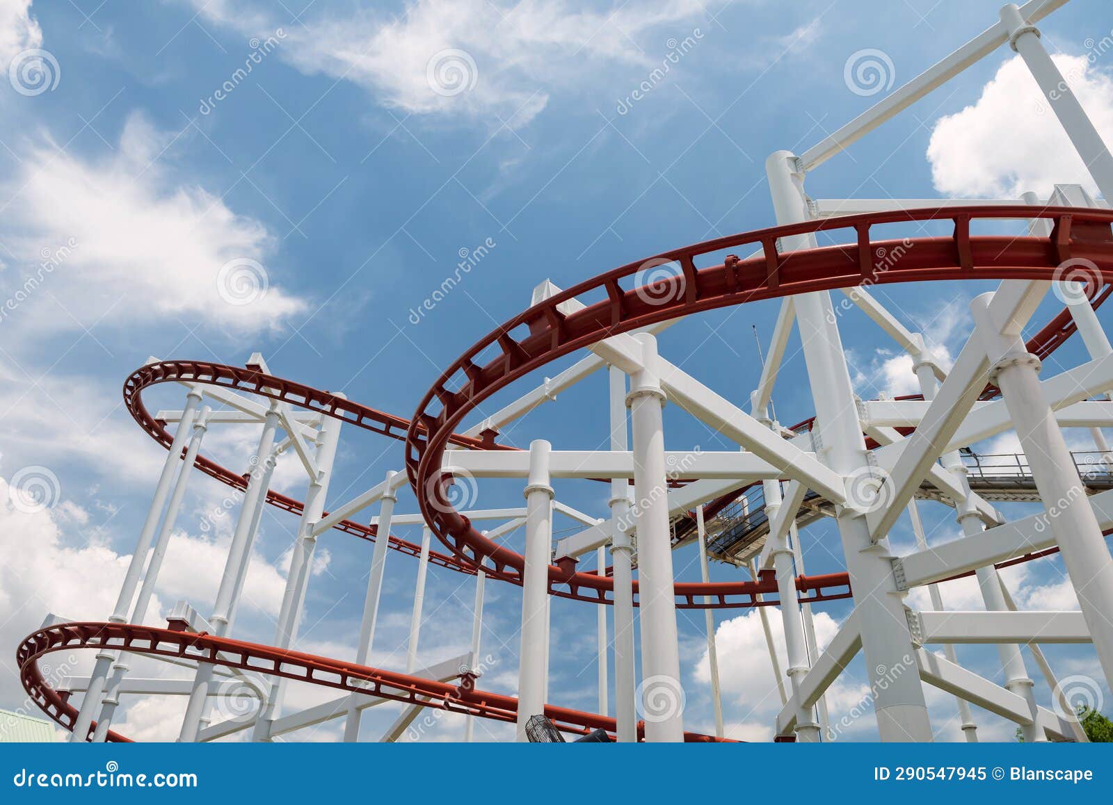 Closeup Red Roller Coaster in Amusement Fun Park Stock Image - Image of ...