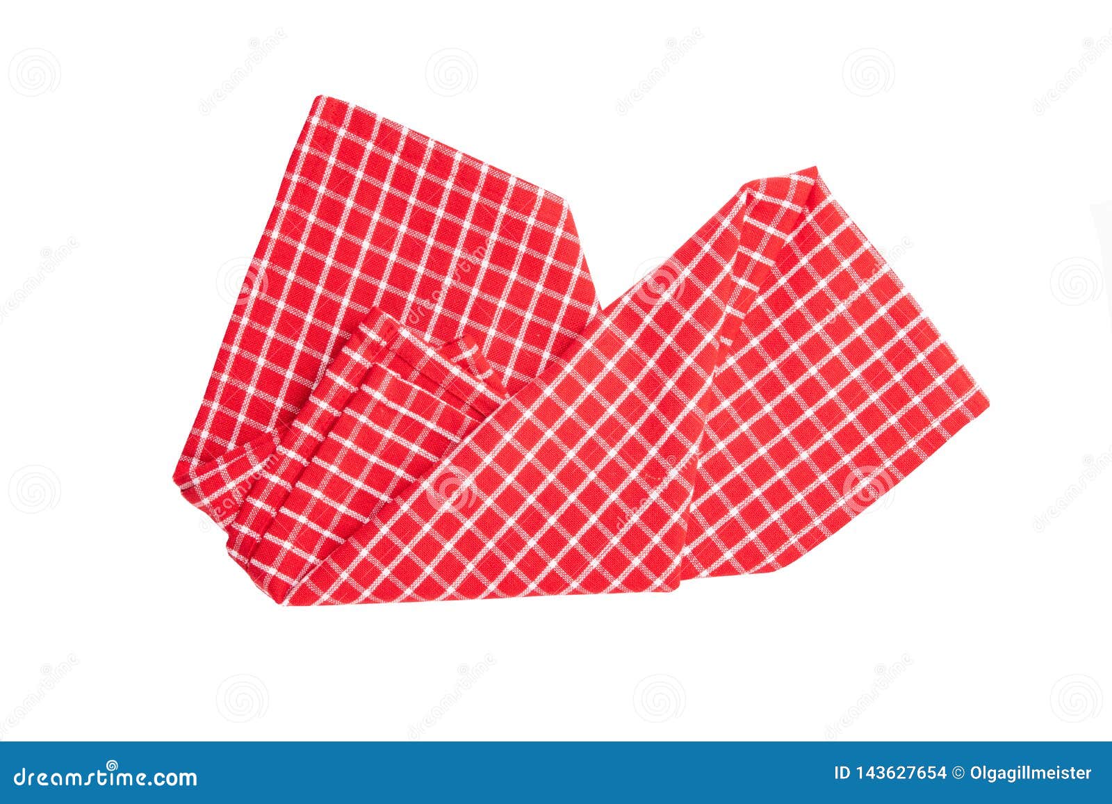 Closeup of a Red and White Checkered Napkin or Tablecloth Isolated on ...