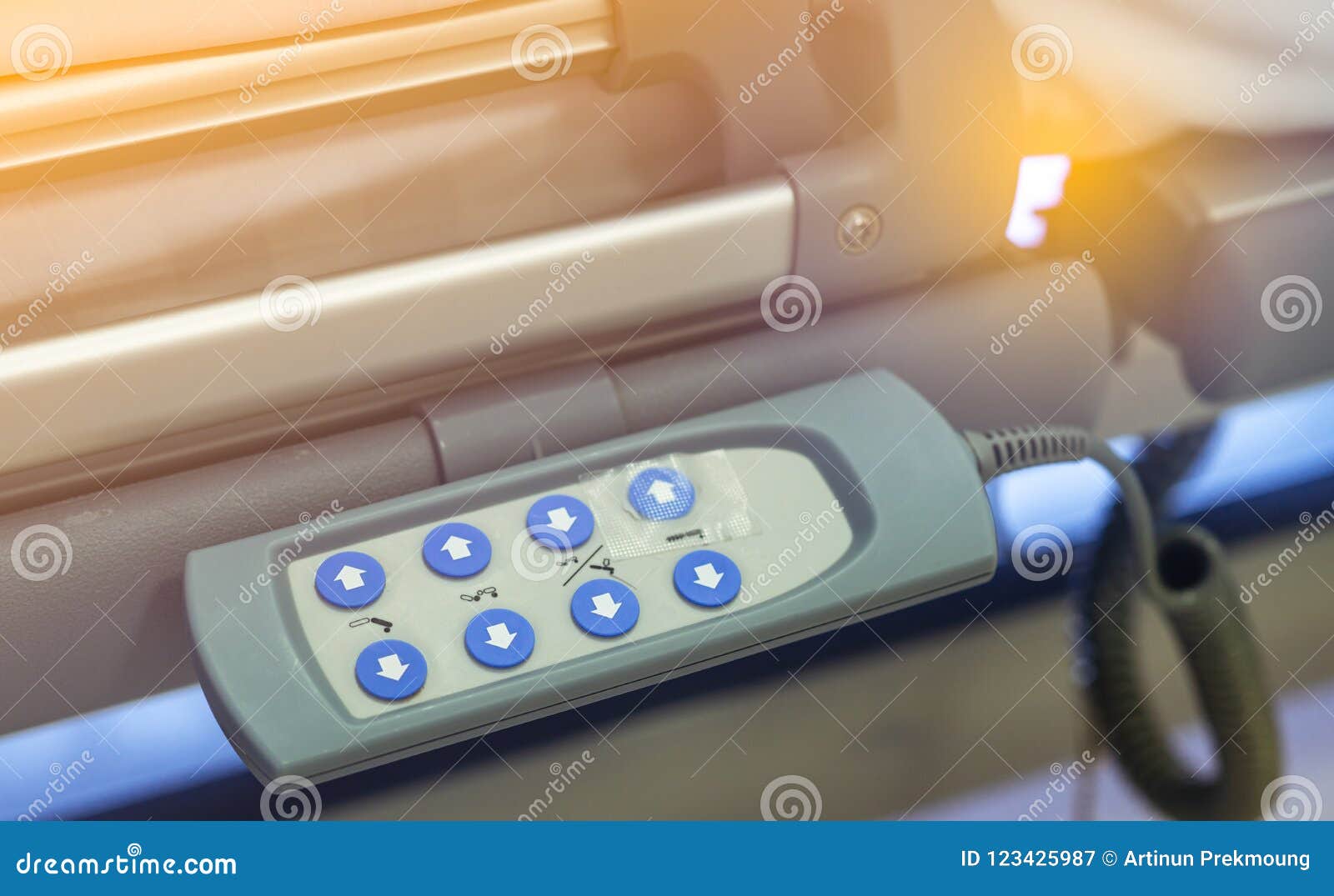 Closeup Remote Control Panel of Electric Adjustable Bed Use for Adjust ...