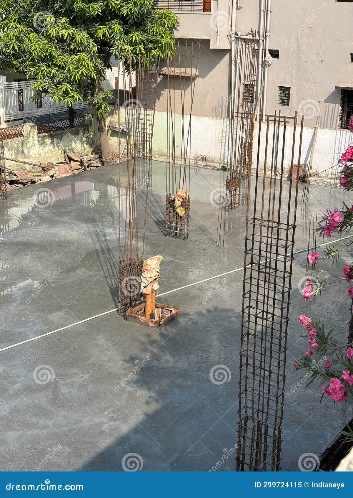 Closeup of Residential Building Foundation Construction and Soil is ...