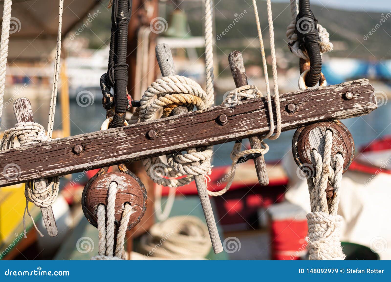 Closeup of the Rigging of an Old Boat Stock Image - Image of sport ...