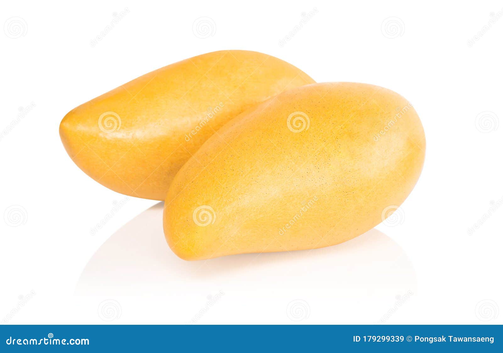 Closeup Ripe Mango Tropical Fruit with Leaves Isolated on White ...