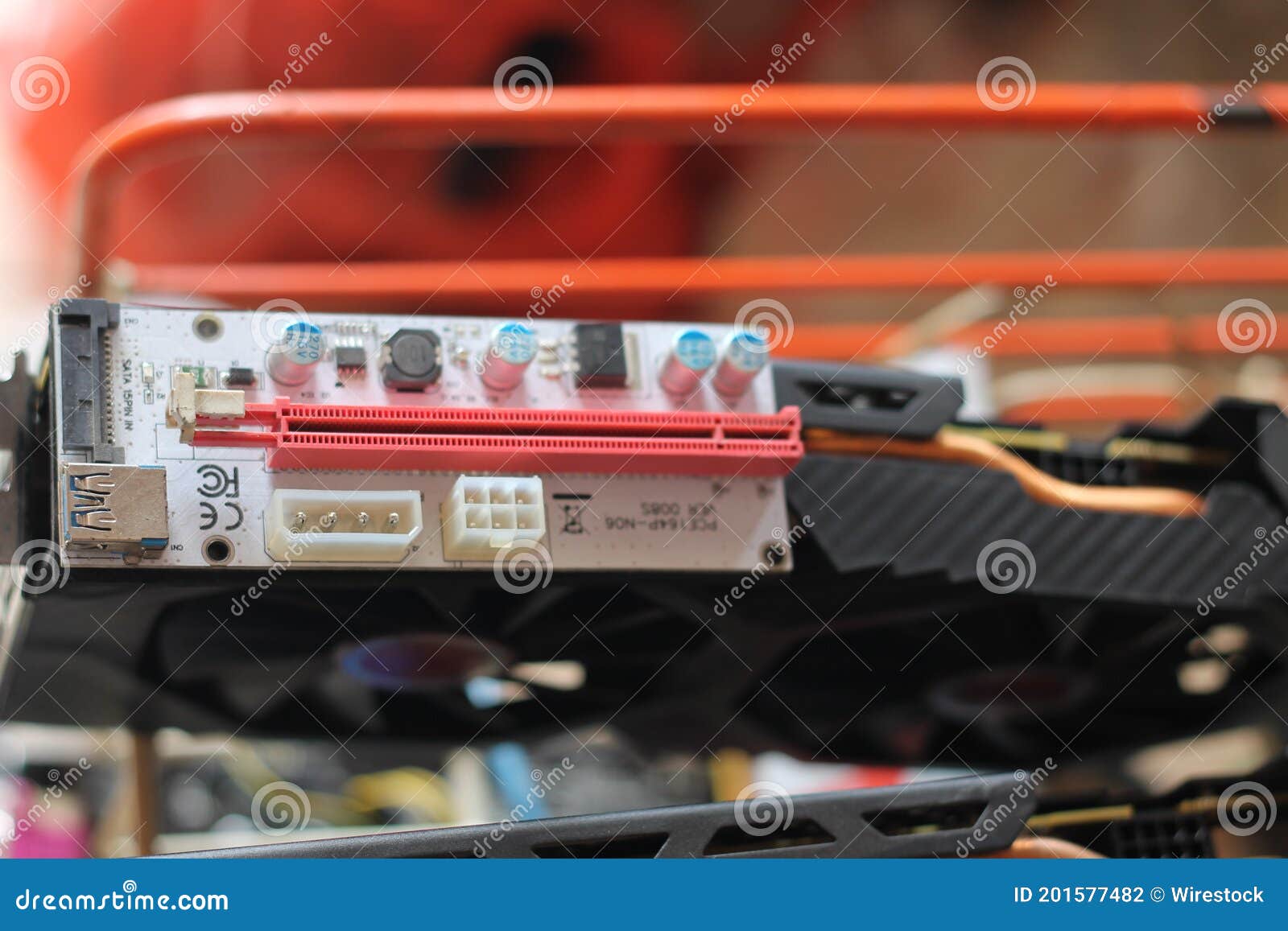Closeup of a Riser Card, a Printed Circuit Board Stock Photo - Image of ...