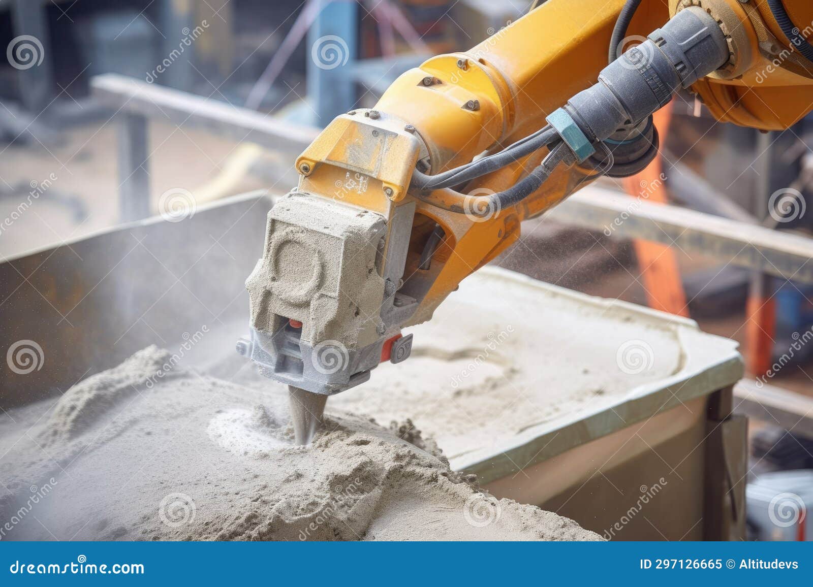 Closeup of Robot Arm Pouring Cement on a Construction Site Stock Image ...
