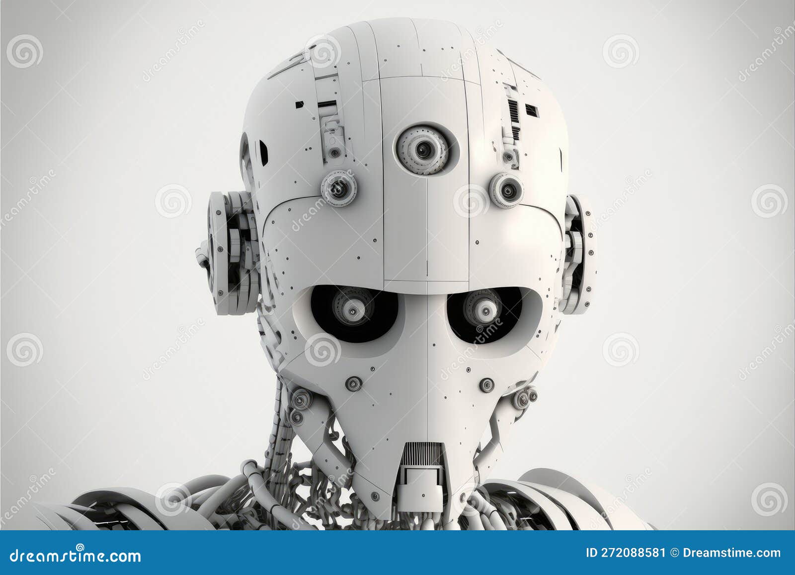 Closeup Robotic Head Part Creativity Isolated on White Background ...