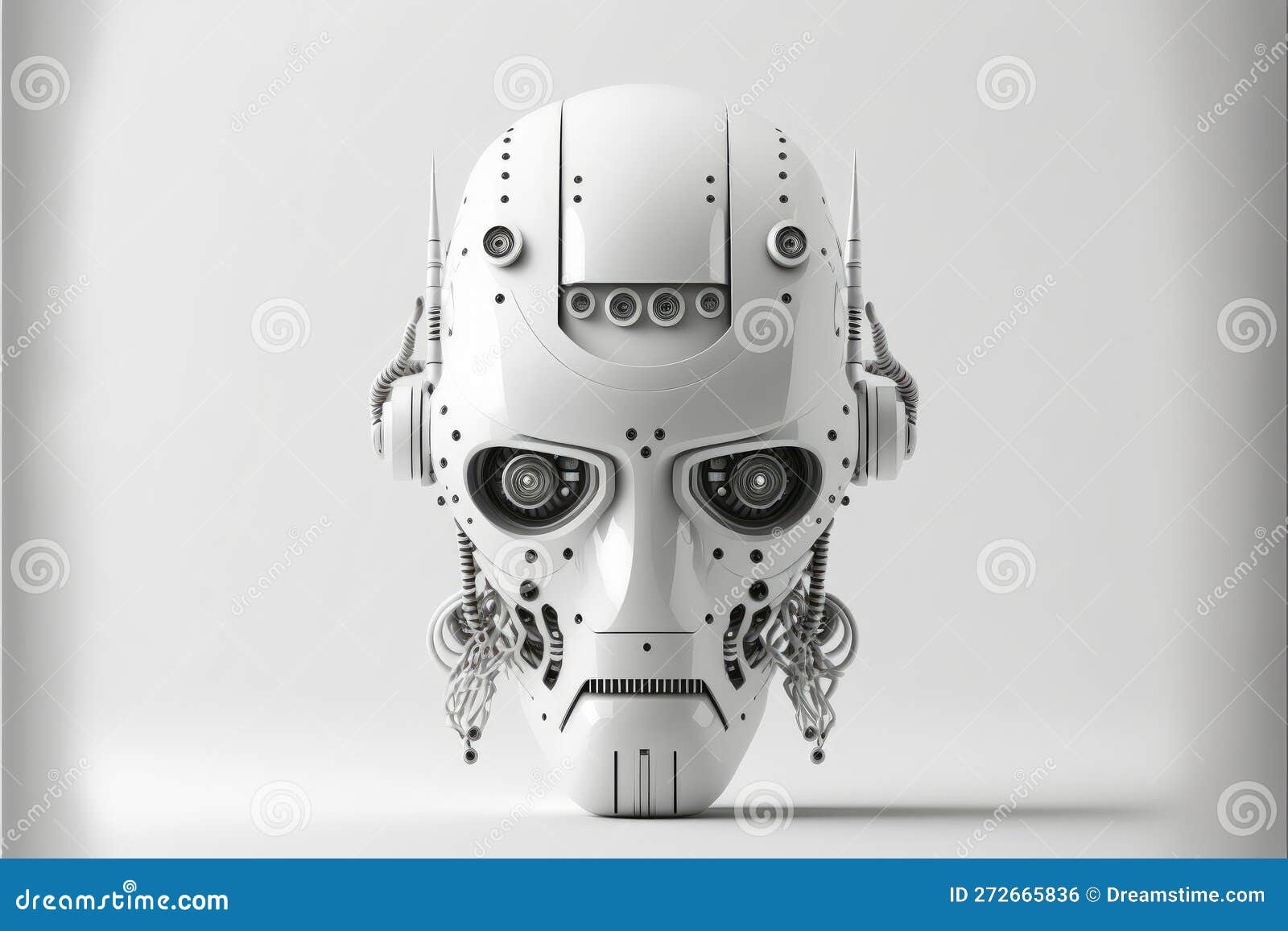 Closeup Robotic Head Part Creativity Isolated on White Background ...