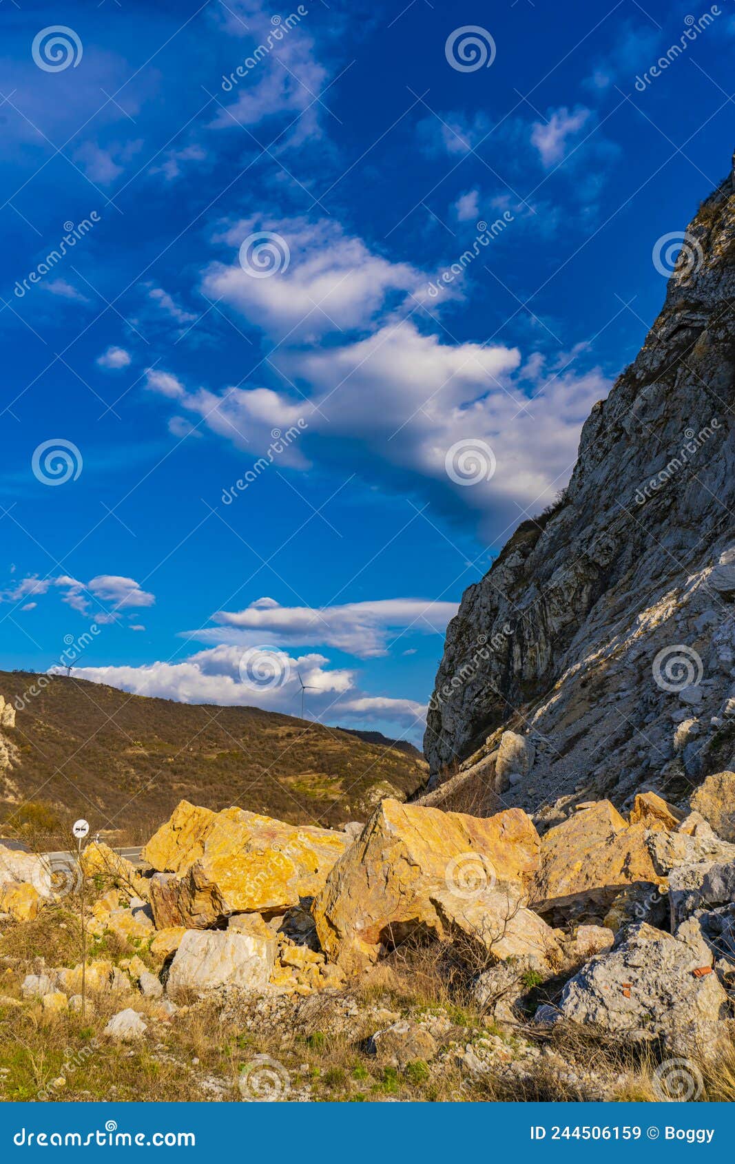 Rock debris blocks stock image. Image of heavy, material - 244506159