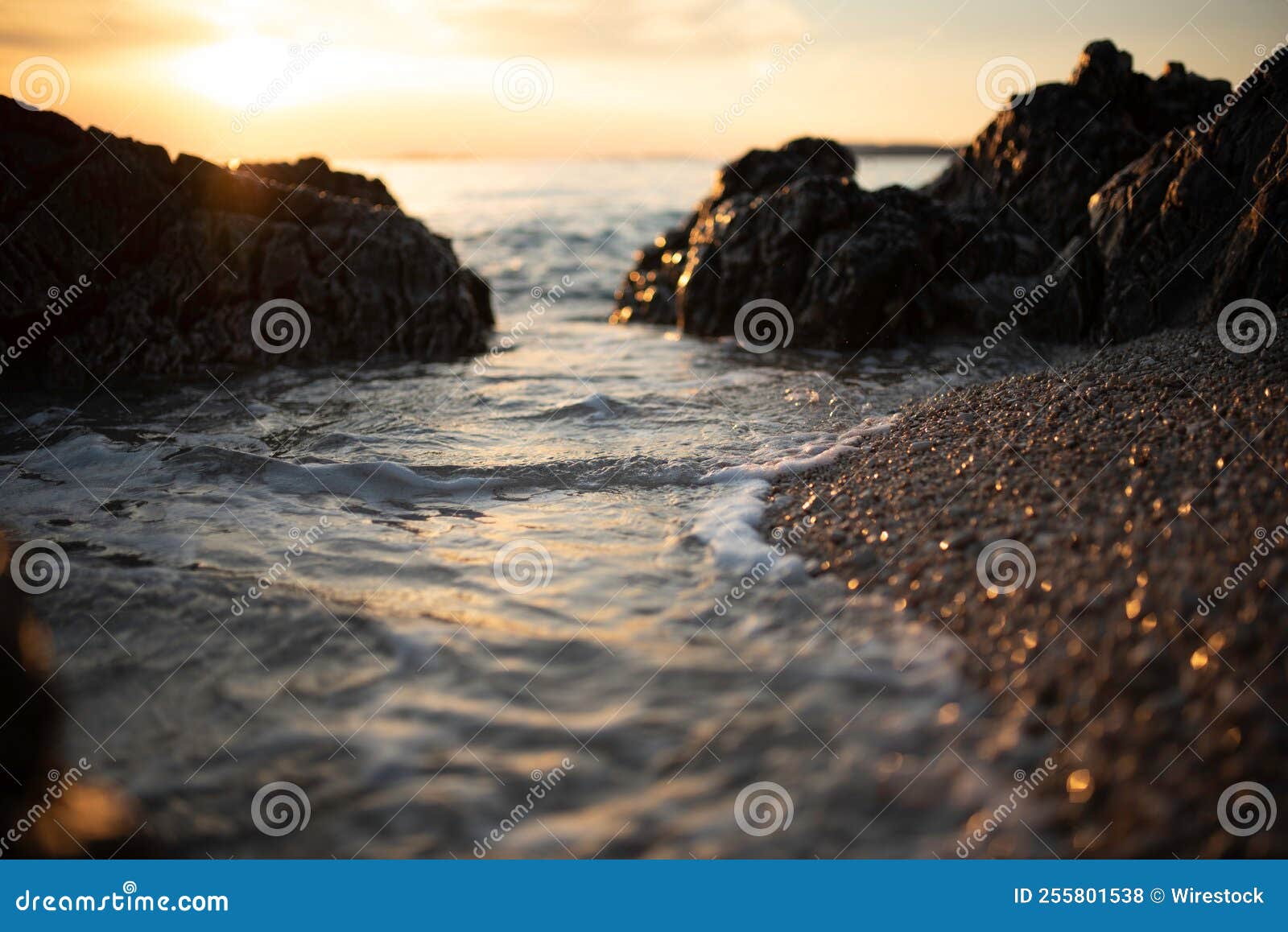 Closeup of Rocks on a Beach during a Sunset Stock Photo - Image of ...