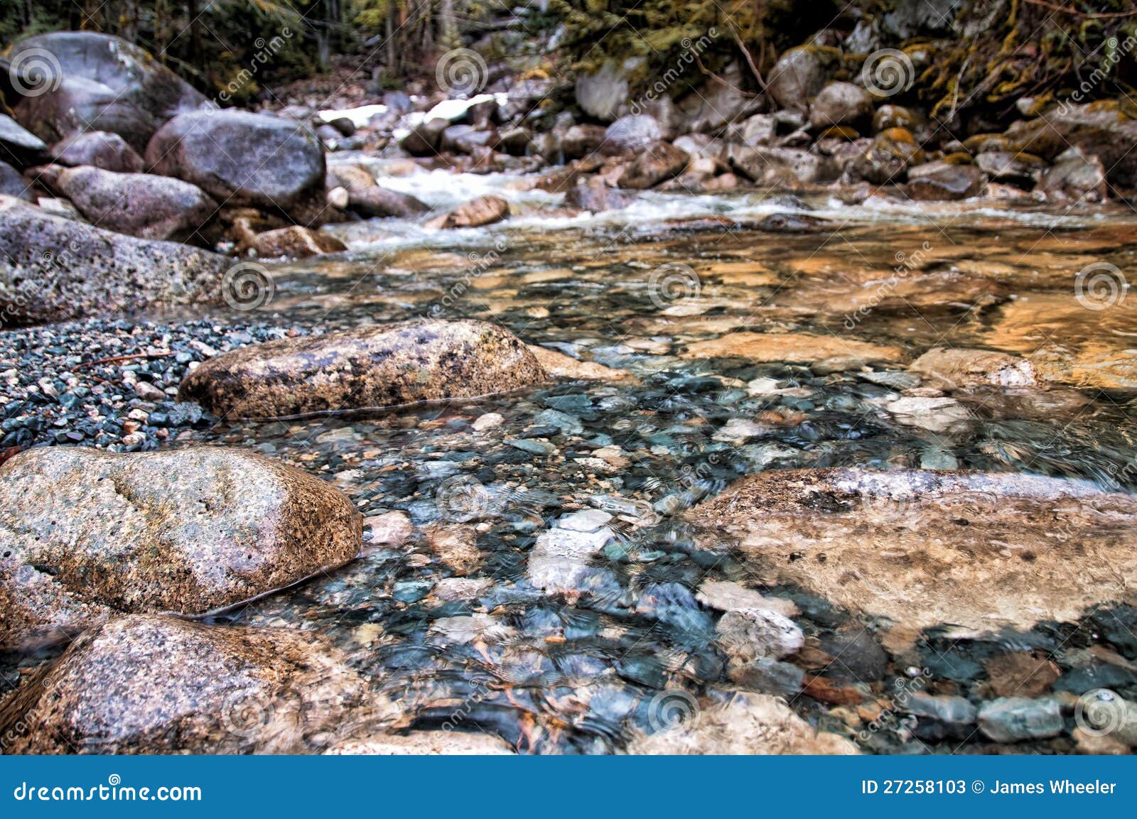 Closeup Rocks in Clear Water Stream Stock Image - Image of ripple ...