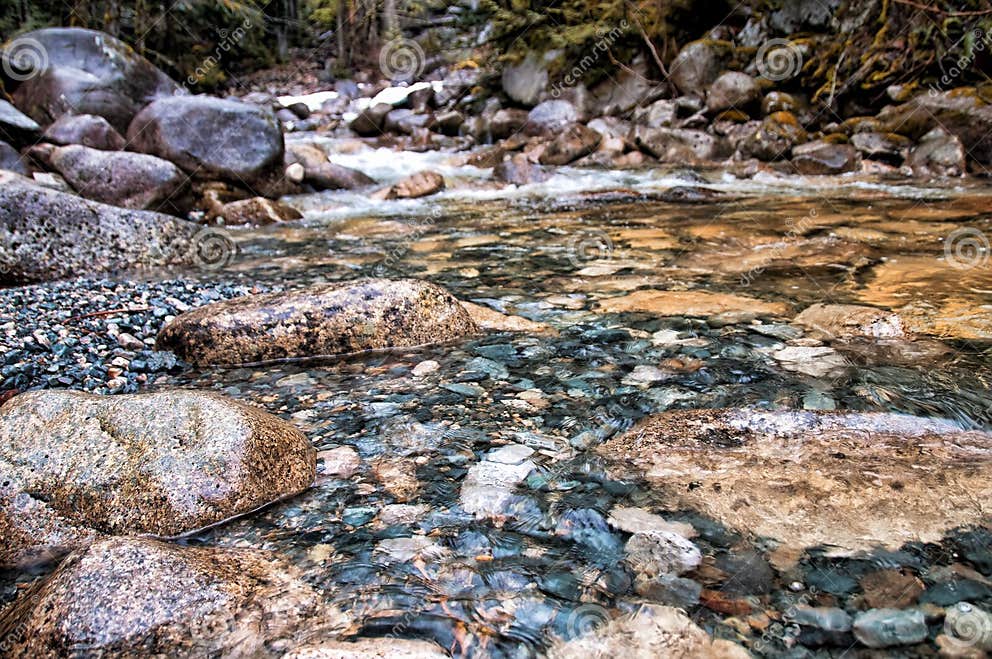 Closeup Rocks in Clear Water Stream Stock Image - Image of ripple ...