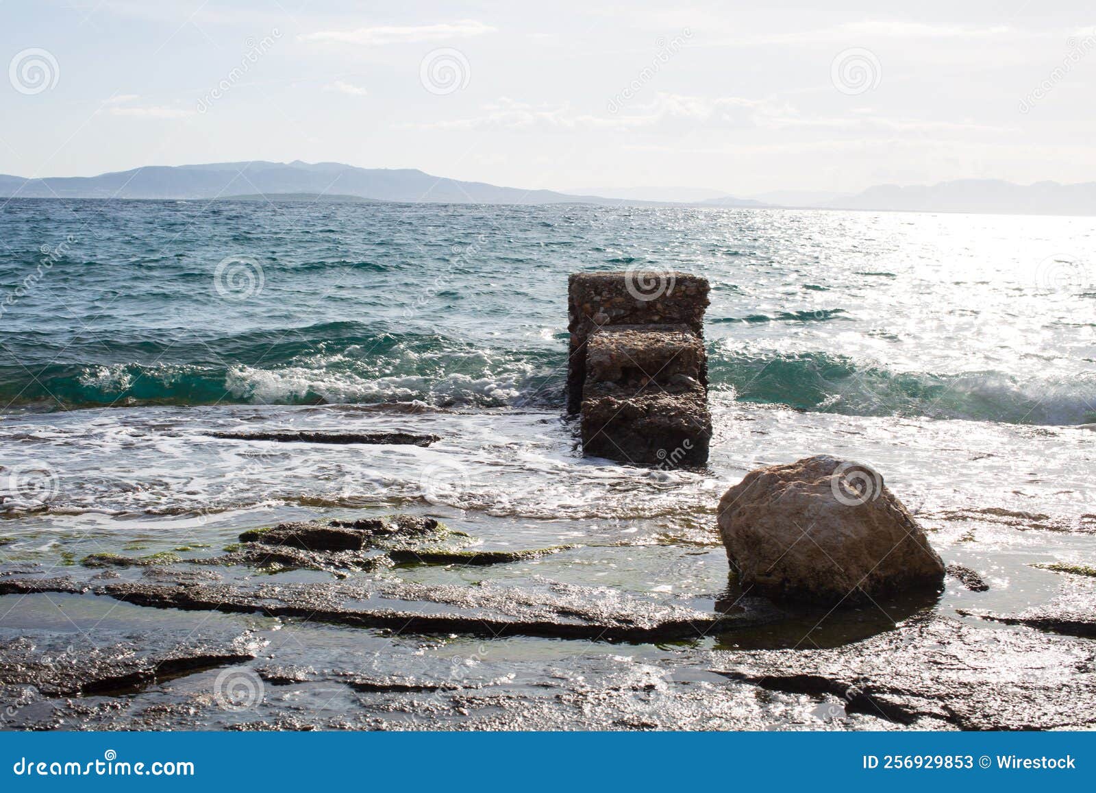 Closeup of Rocks on a Seashore of a Beach Stock Image - Image of ...
