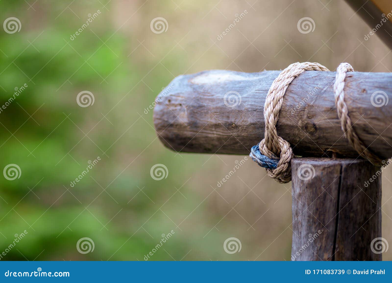 Closeup of Rope Tied Around Post Stock Image - Image of cord, season ...