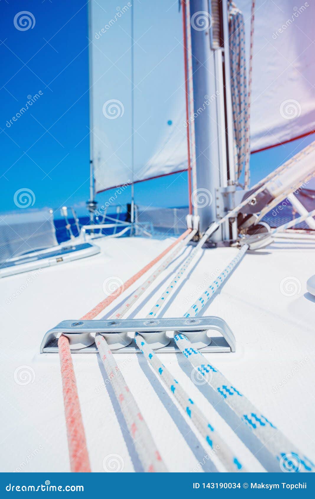 Closeup Ropes Sailing Ship Stretched Between Pulleys Royalty-Free Stock ...