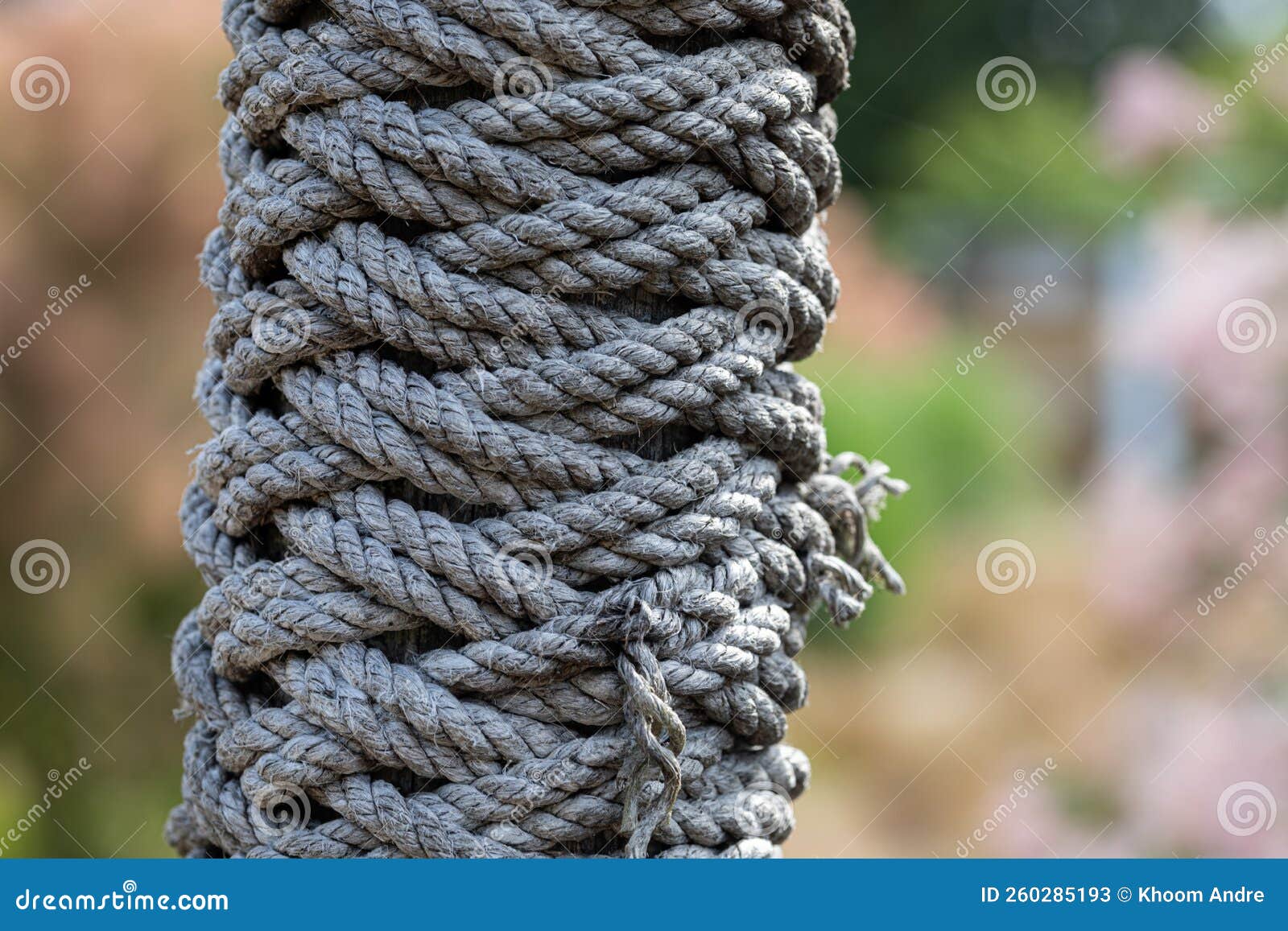 Closeup of Ropes Tied Around a Wooden Pole Stock Image - Image of boat ...