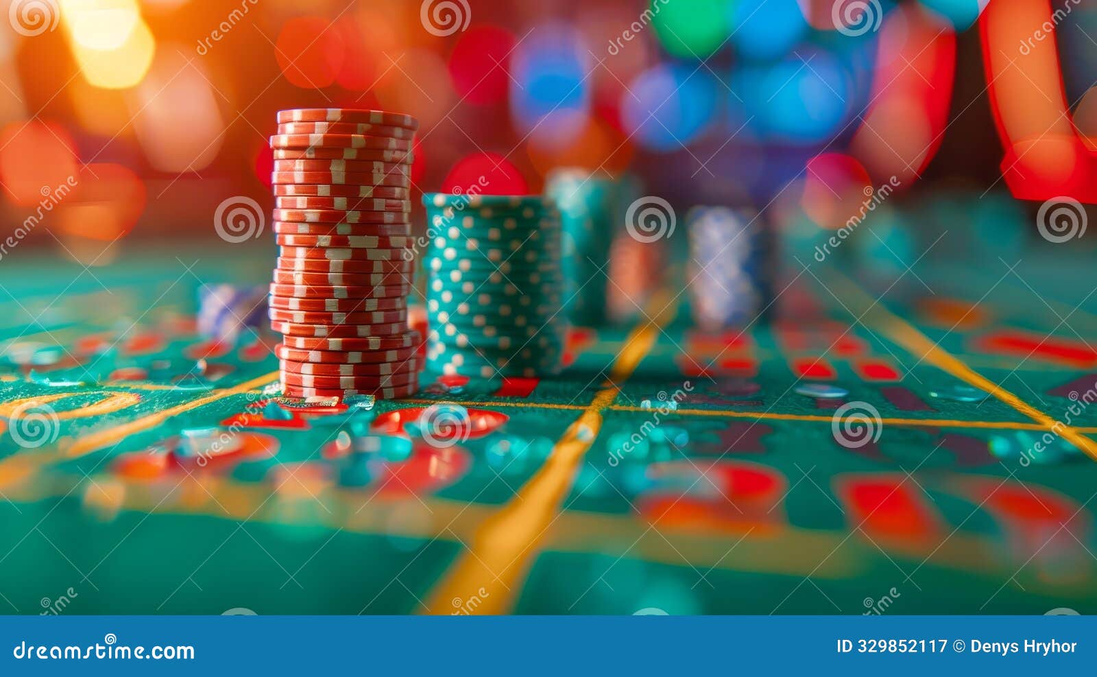 Closeup of Roulette Table with Casino Chips Stock Image - Image of ...