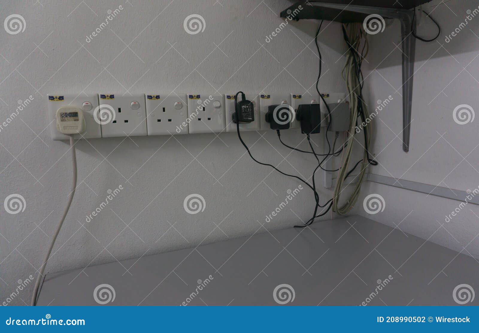 Closeup of a Row of Electric Sockets on a Wall Stock Photo - Image of ...