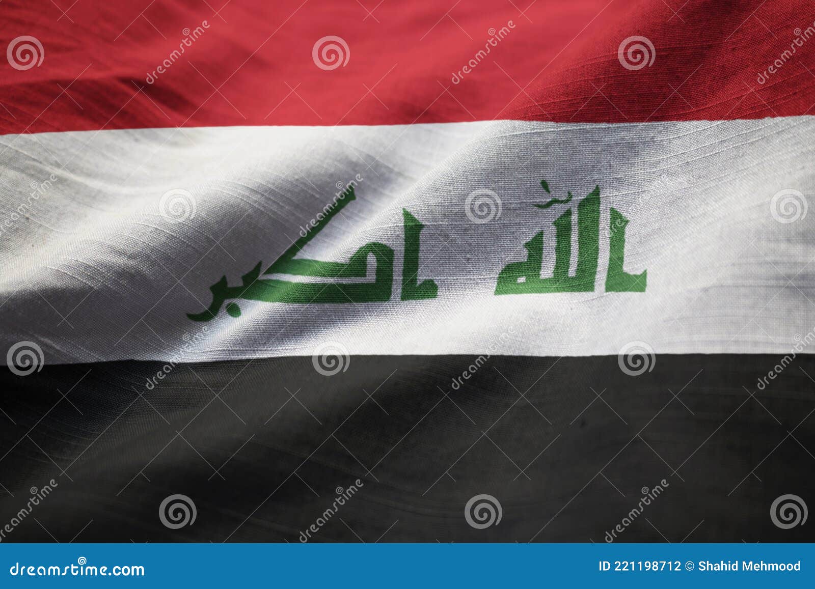 Closeup of Ruffled Iraq Flag, Iraq Flag Blowing in Wind Stock Photo ...