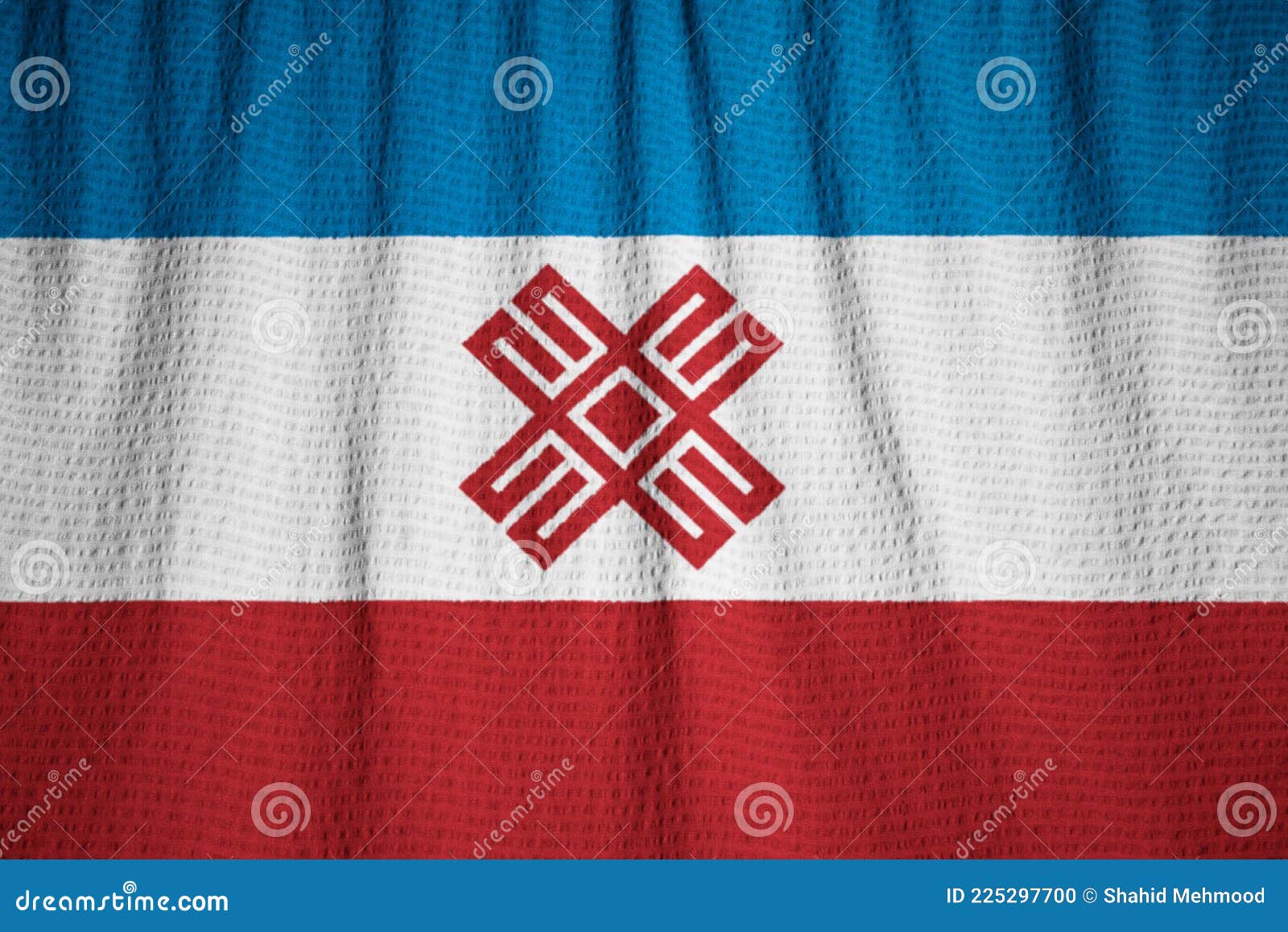 Closeup of Ruffled Mari El Flag, Mari El Flag Blowing in Wind Stock ...