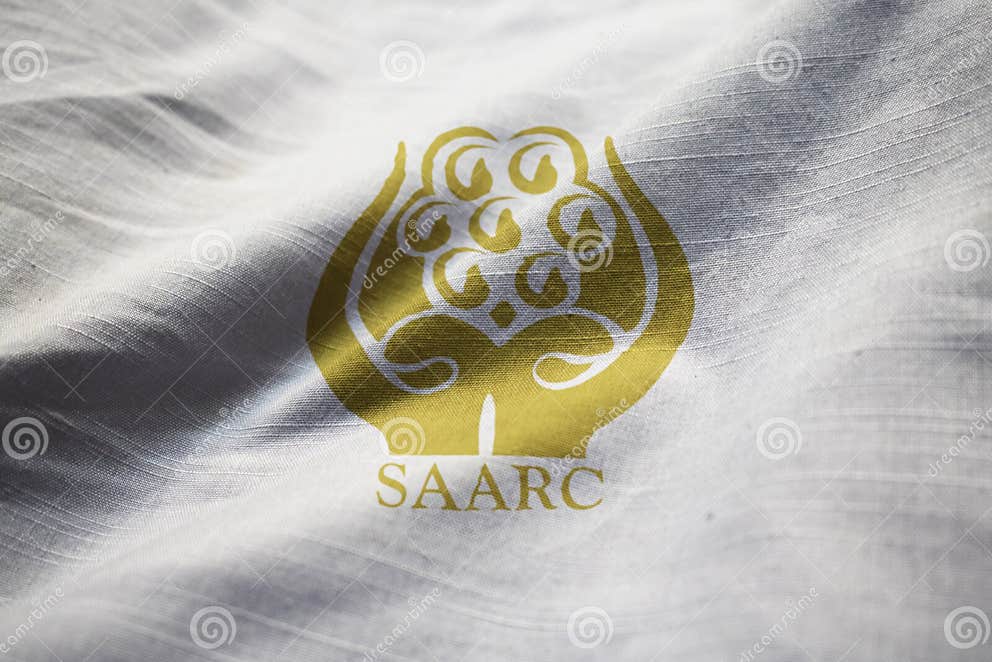 Closeup of Ruffled SAARC Flag, SAARC Flag Blowing in Wind Stock Photo ...